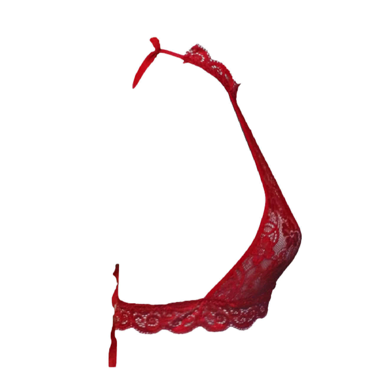 Lace Bra and Panty Set - in Bold Red Lace with Halter Neck - ShopiPersia