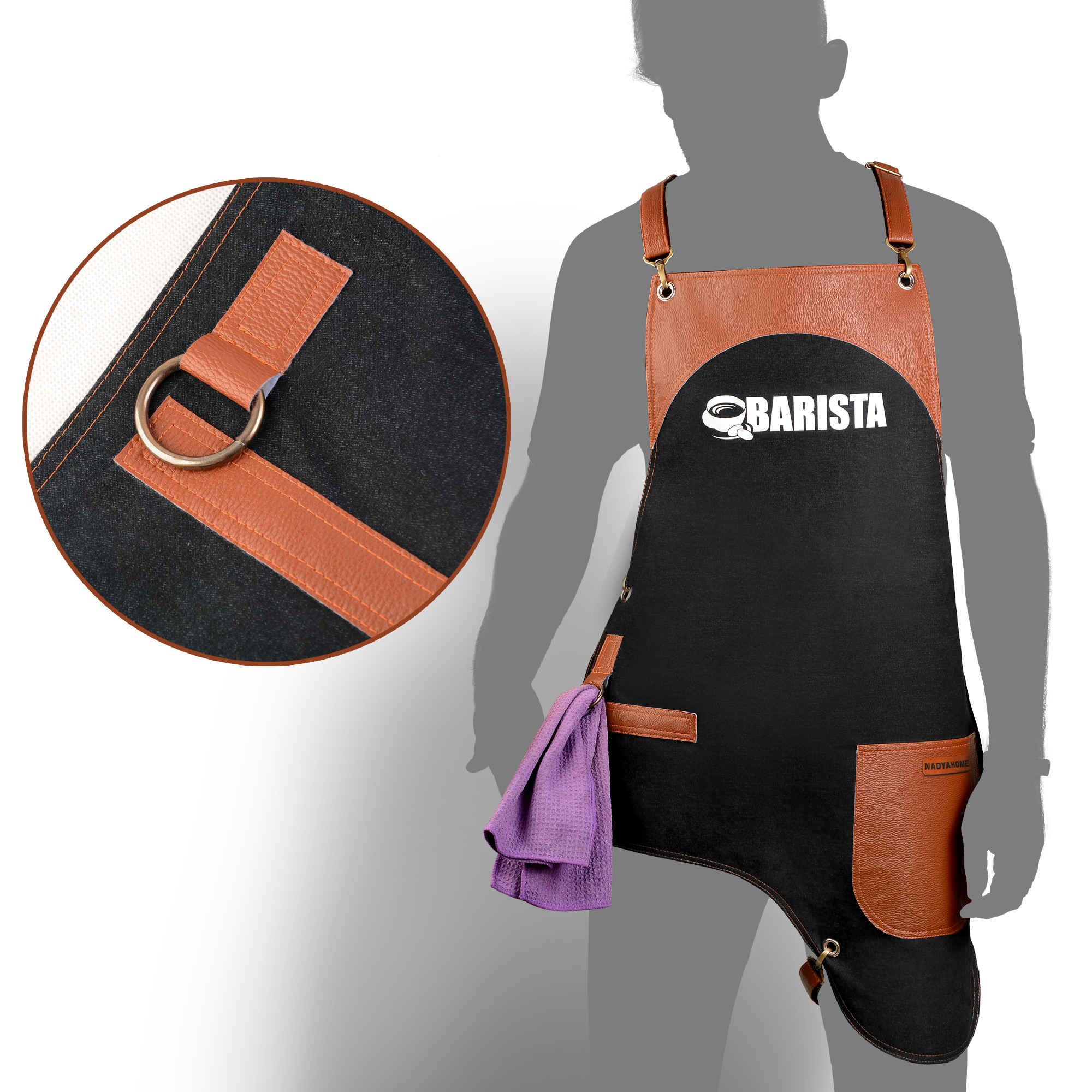 Modern Barista Apron Denim Sleek & Stylish in Black - ShopiPersia