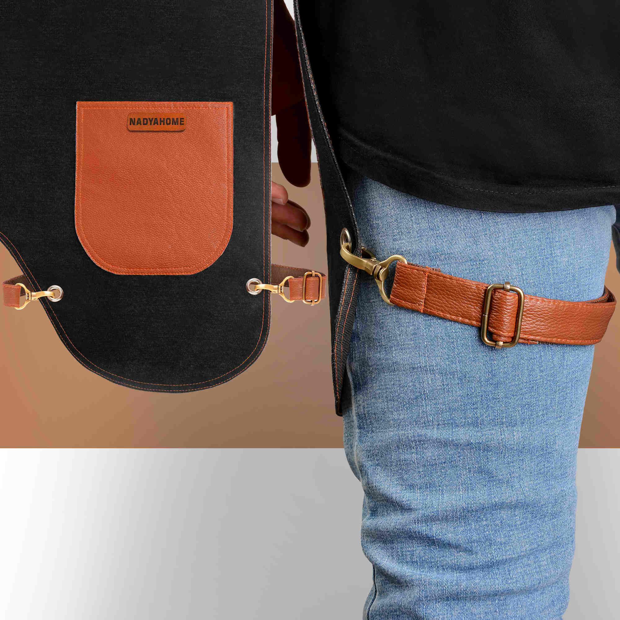 Modern Barista Apron Denim Sleek & Stylish in Black - ShopiPersia
