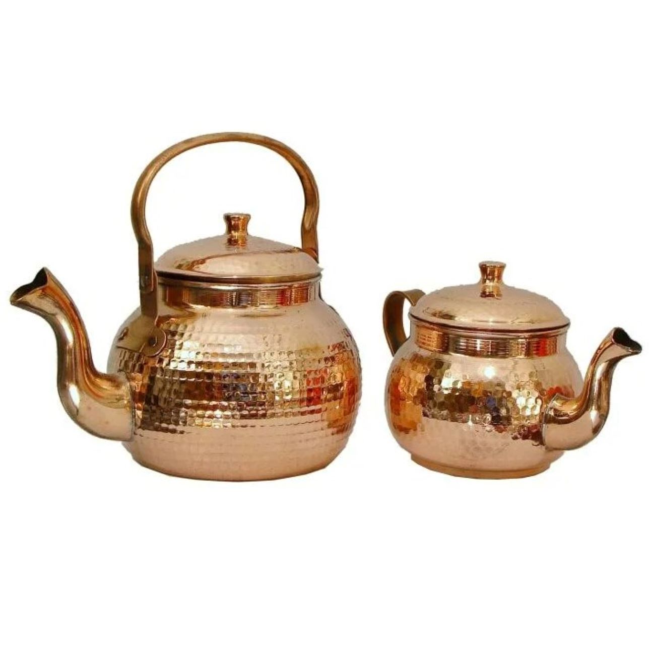 Persian Copper Double Teapot Durable and Hammered Cambyses - ShopiPersia