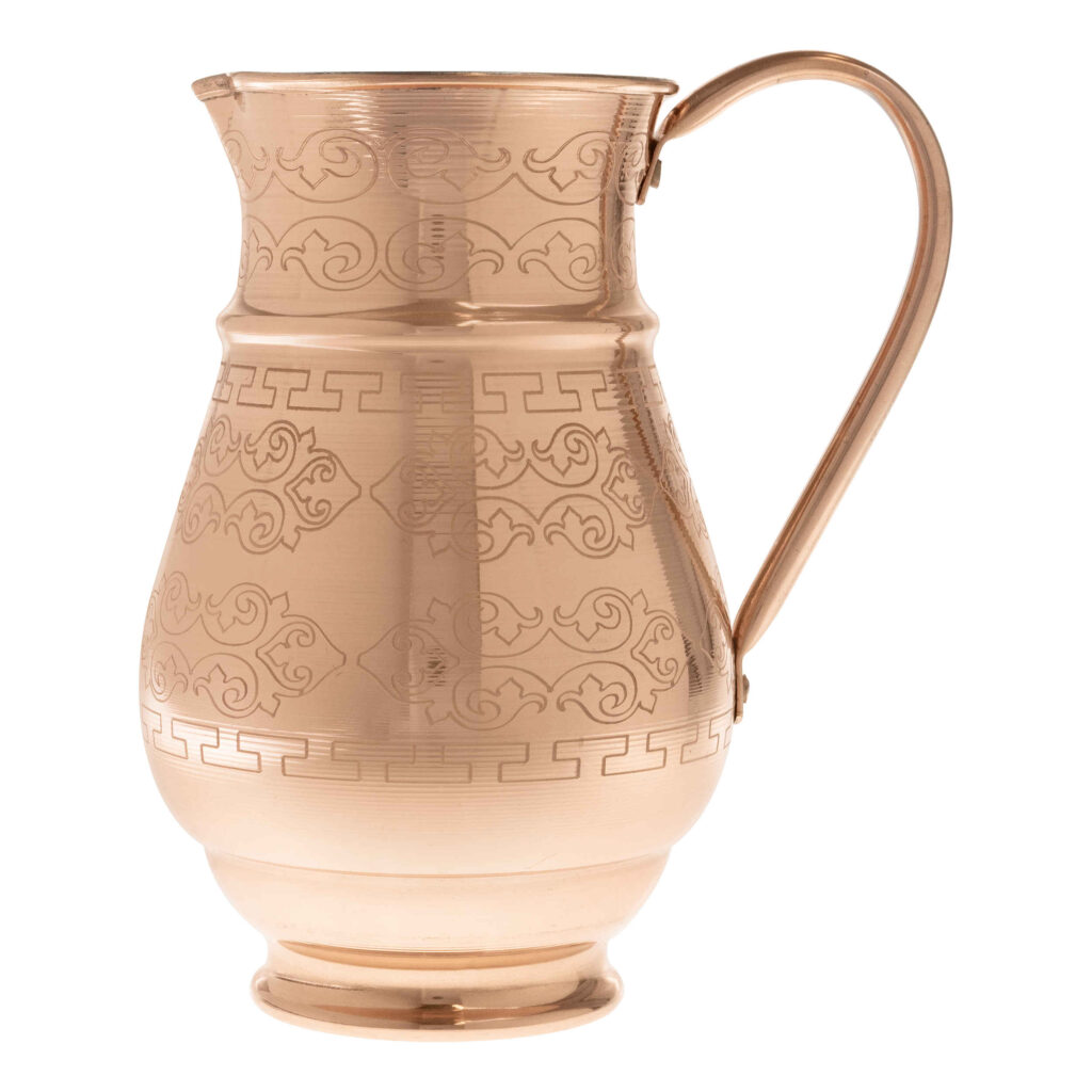 Persian Copper Pitcher Traditional Hammered Kermani II - ShopiPersia