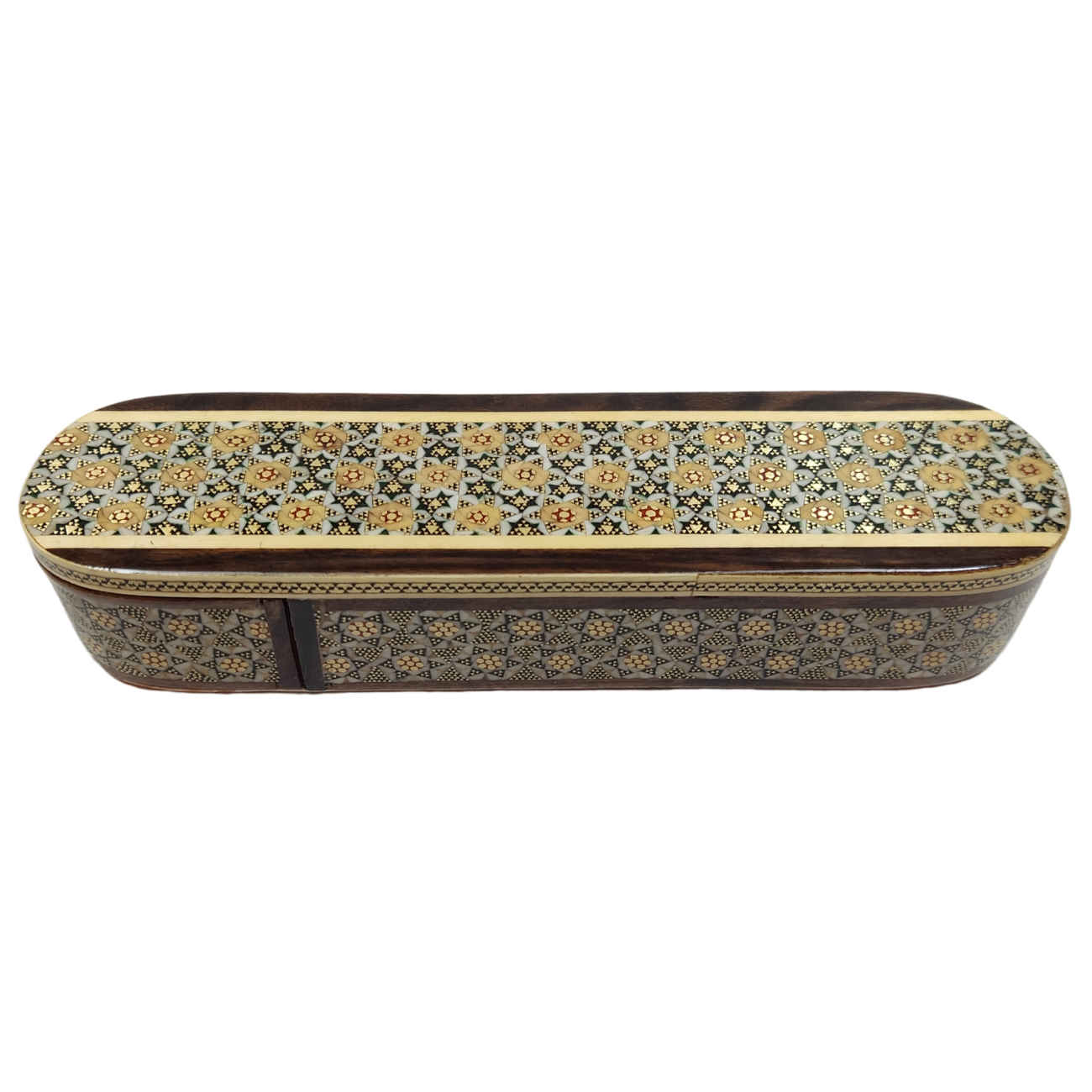 Persian Wooden Pencil Box with Handcrafted Khatamkari & Caravan Design ...