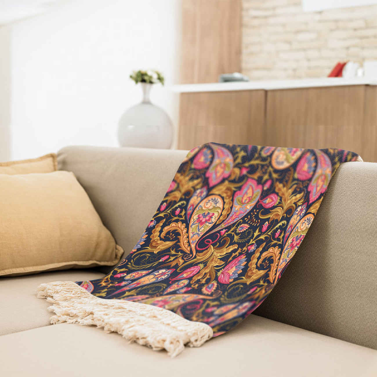 Sofa Throw with Paisley Design - Style to Any Couch or Armchair ...