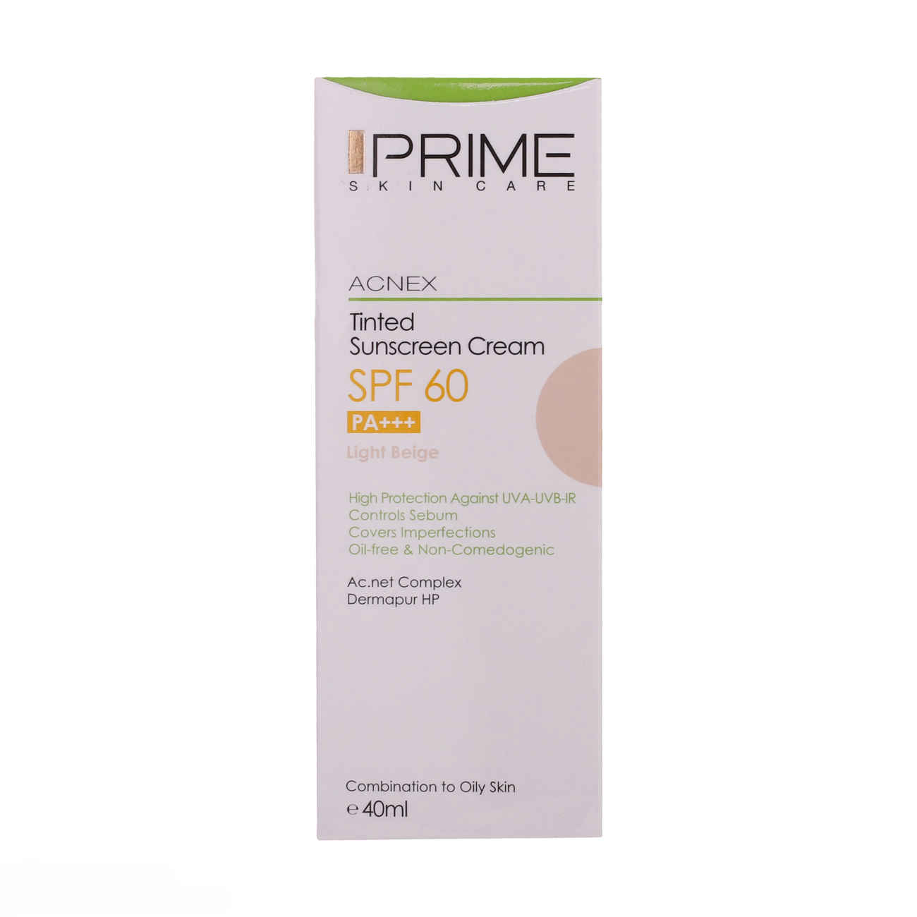 Sunscreen Cream for Oily Skin- Prime SPF60 Light Beige Color, Anti-acne ...