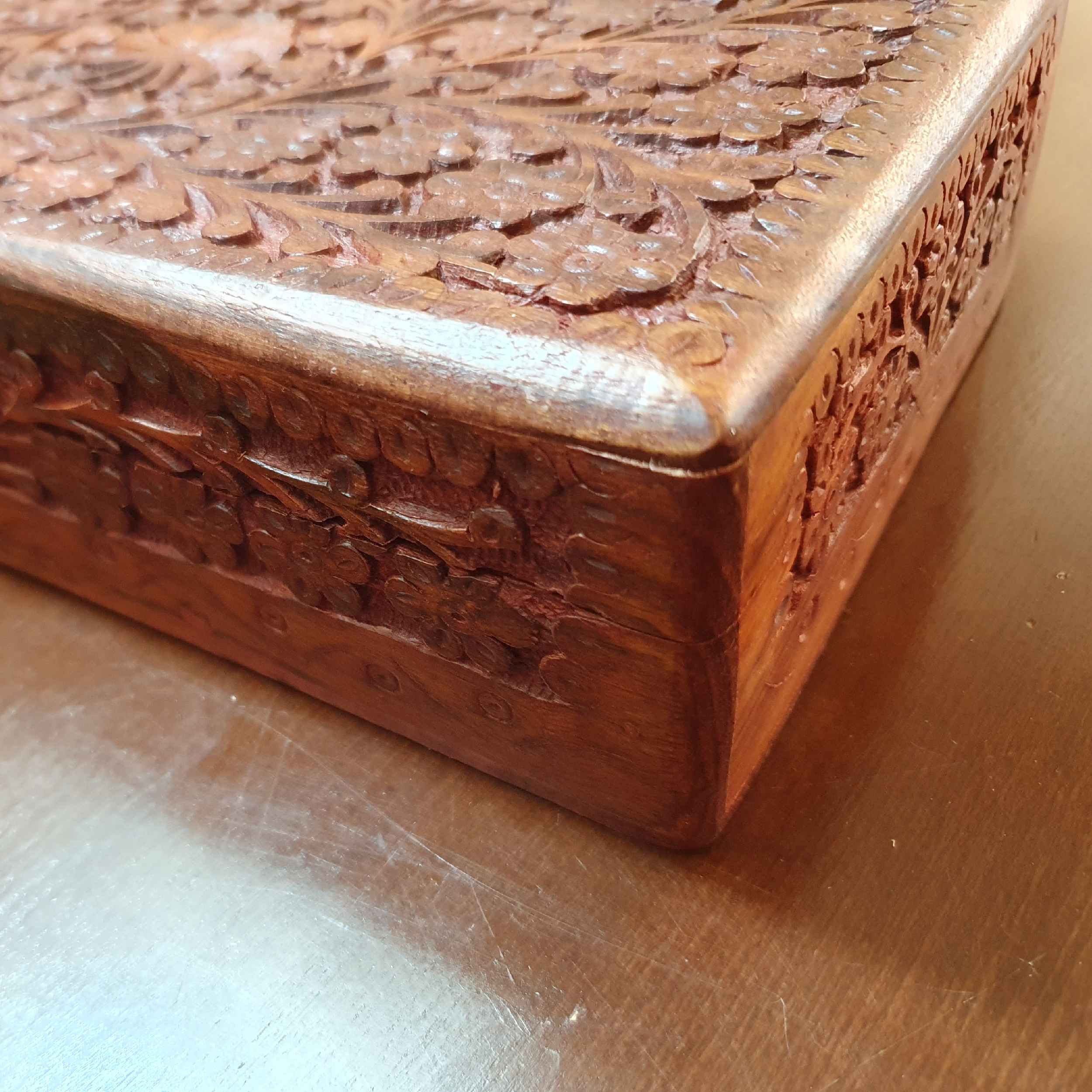 Wooden Jewelry Box with Floral Design - Artisan Craftsmanship for ...