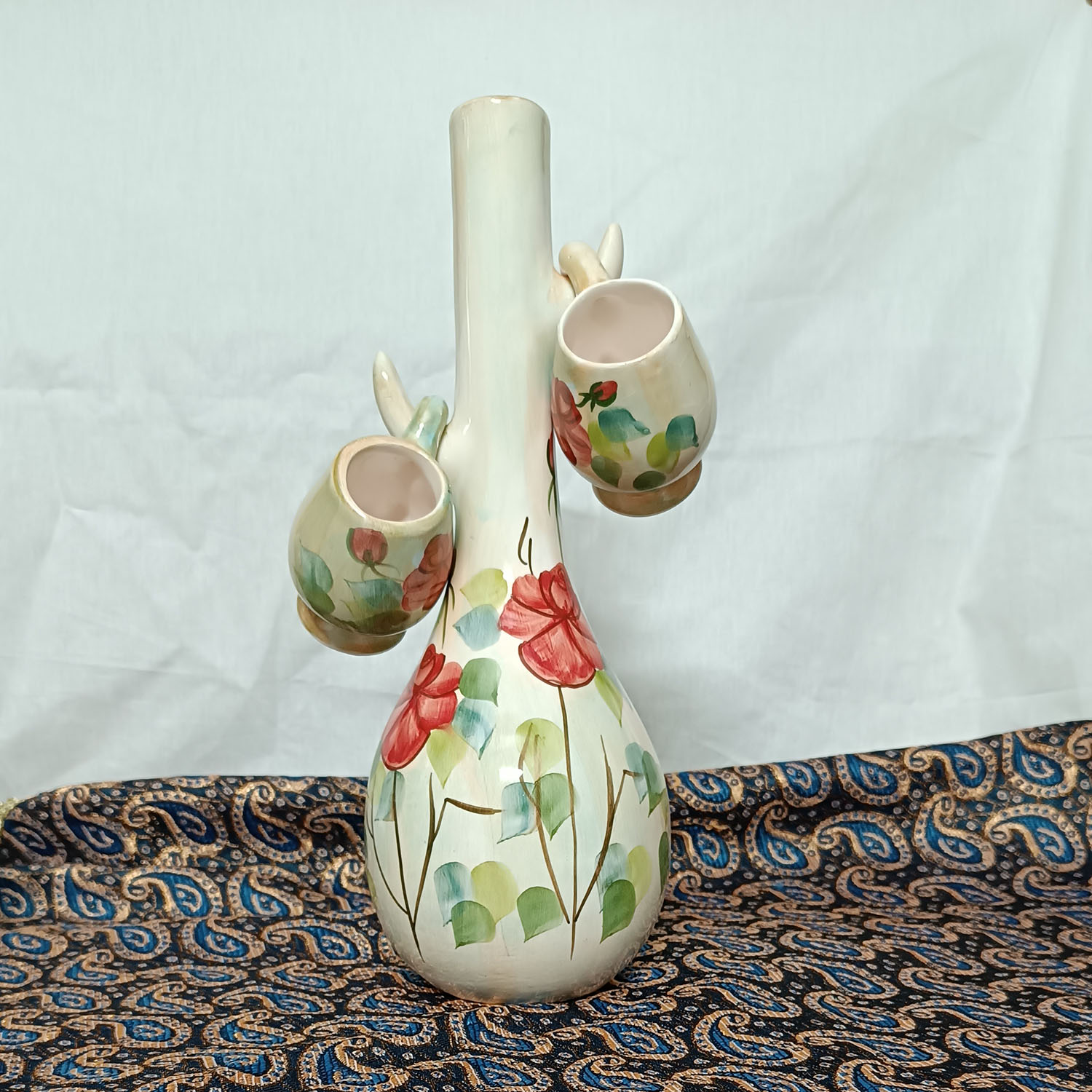 Decorative Ceramic Pitcher and Glass Set Elegant with Red Rose Design ...