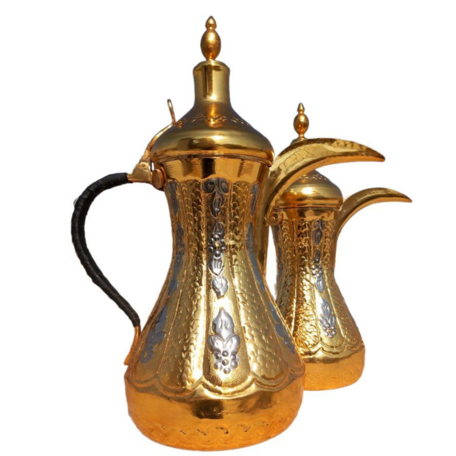 Brass Dallah Coffee Pot for Brewing Qahwa & Arabic Coffee - Model ...