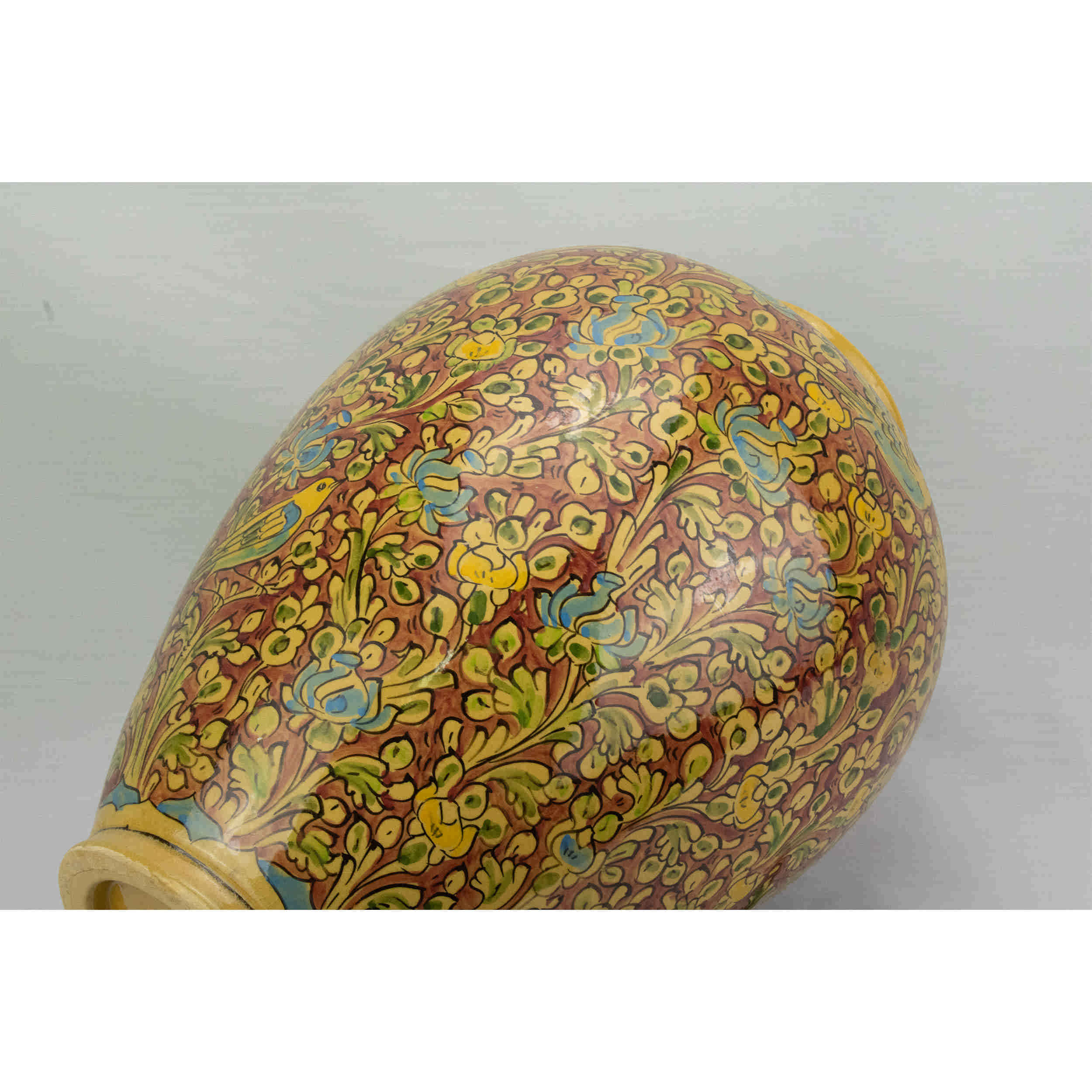 Handcrafted Decorative Persian Pottery Vase with Floral and Bird Design ...