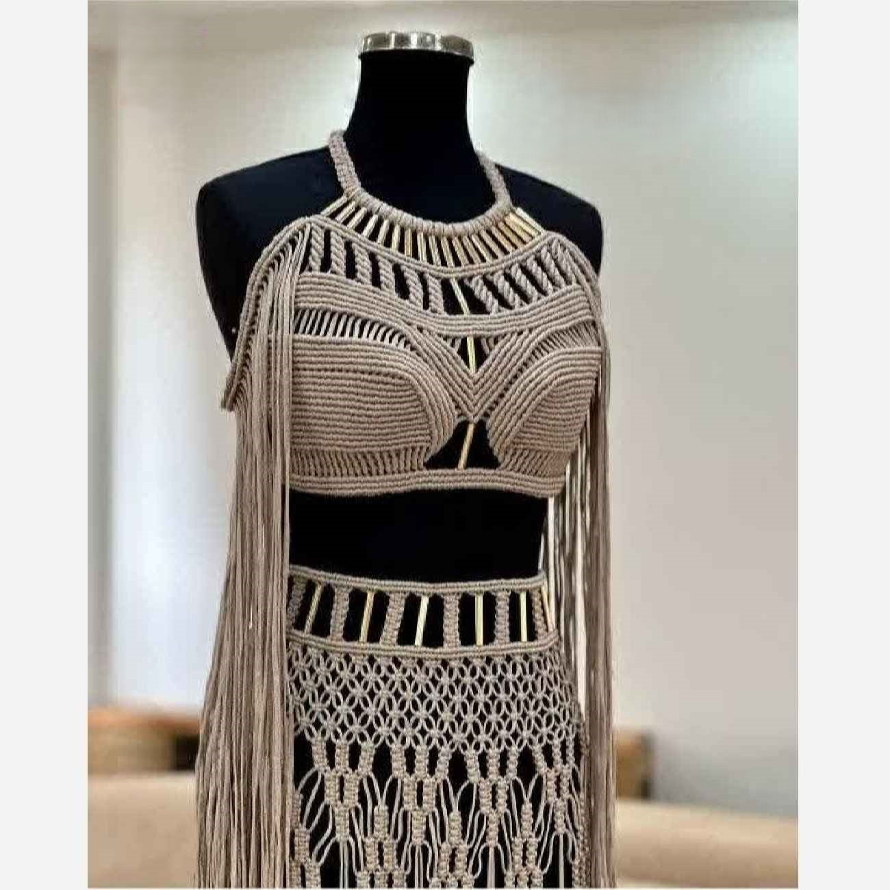 Handcrafted Macrame Dress – Boho Style with Intricate Knotting ...