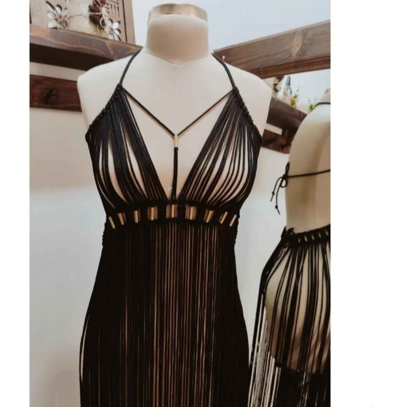 Handcrafted Macrame Dress – Perfect for Beachside Walk in Black ...