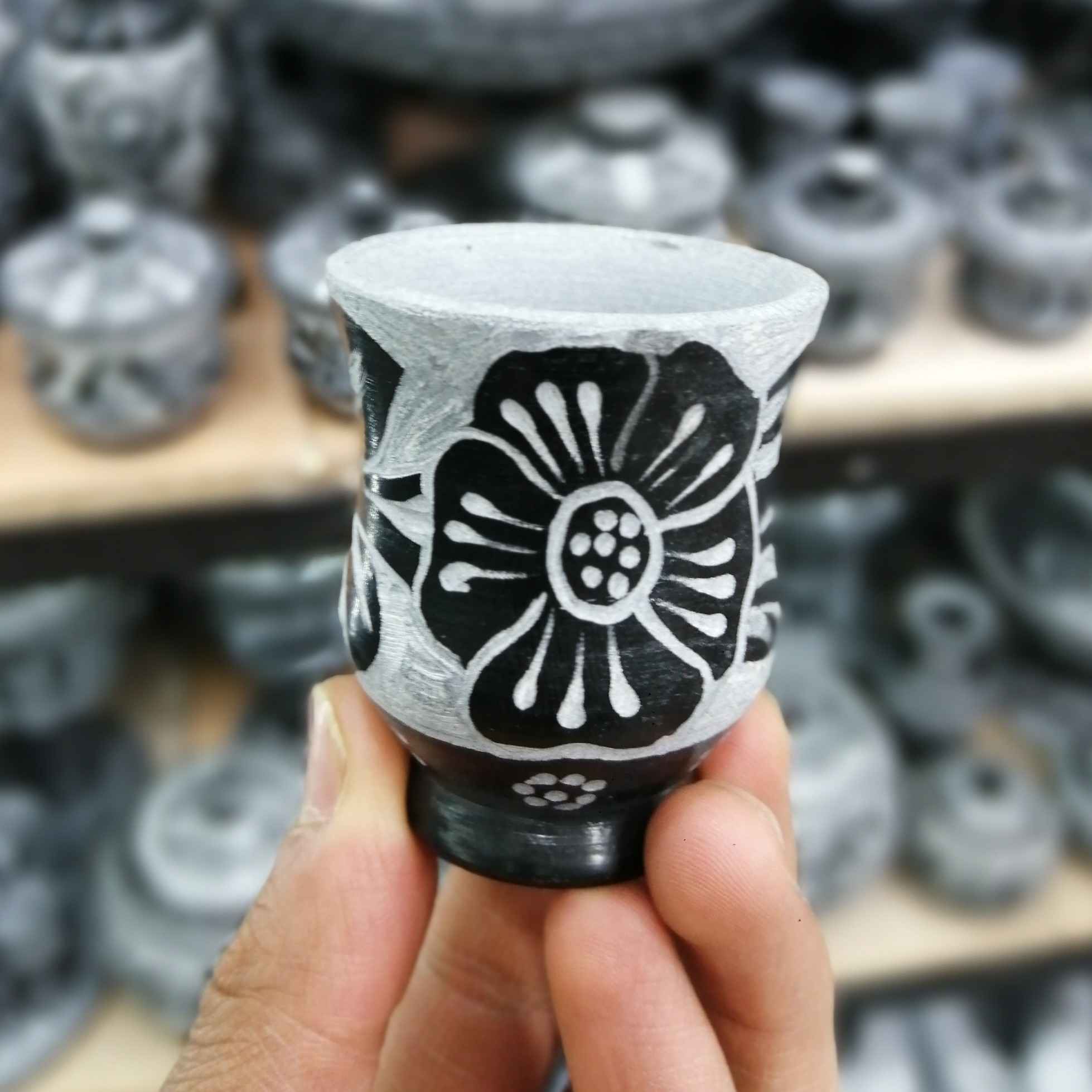 Handcrafted Stone Coffee Cup for Coffee Lover with Leaf & Flower Design ...