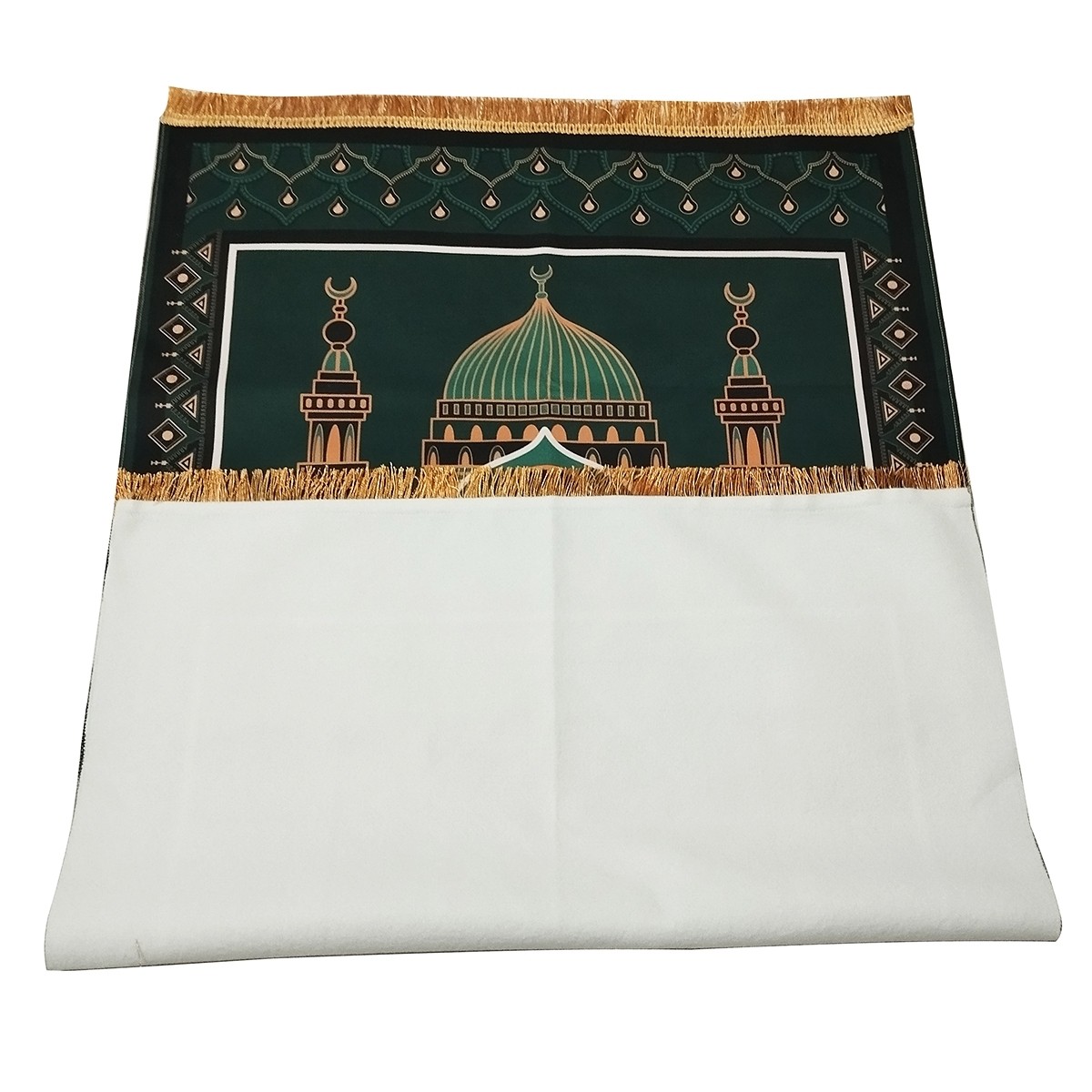 Islamic Velvet Prayer Rug – Padded Janamaz with Madinah Design for ...