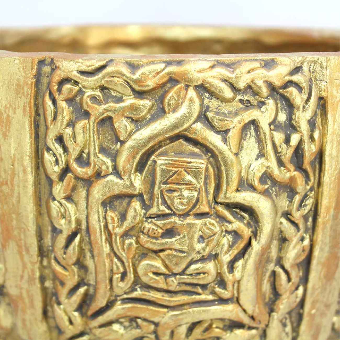 Persian Handcraft Artistic Pottery Bowl - Engraved Design in Gold ...