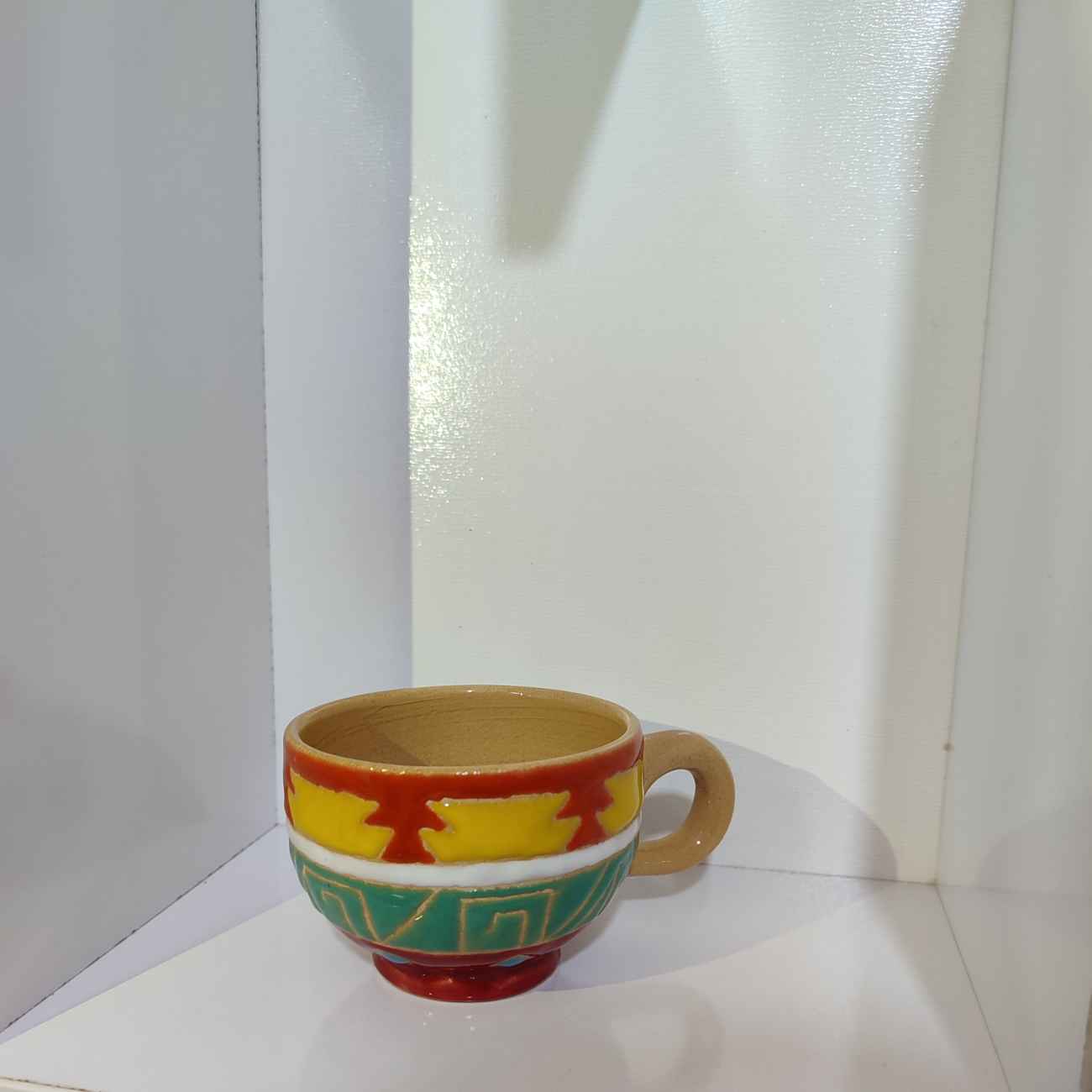 Persian Handcraft Pottery Teacup & Saucer with Geometric Design ...