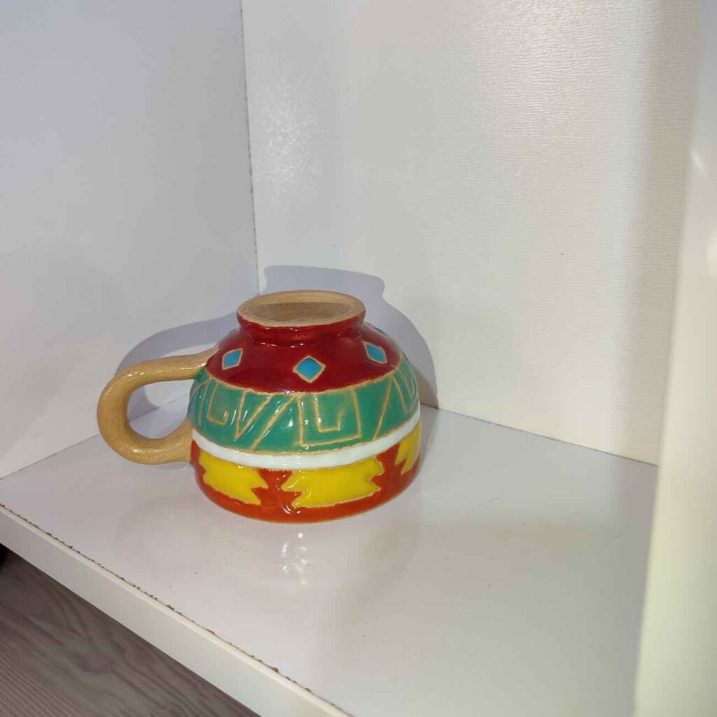 Persian Handcraft Pottery Teacup & Saucer with Geometric Design ...