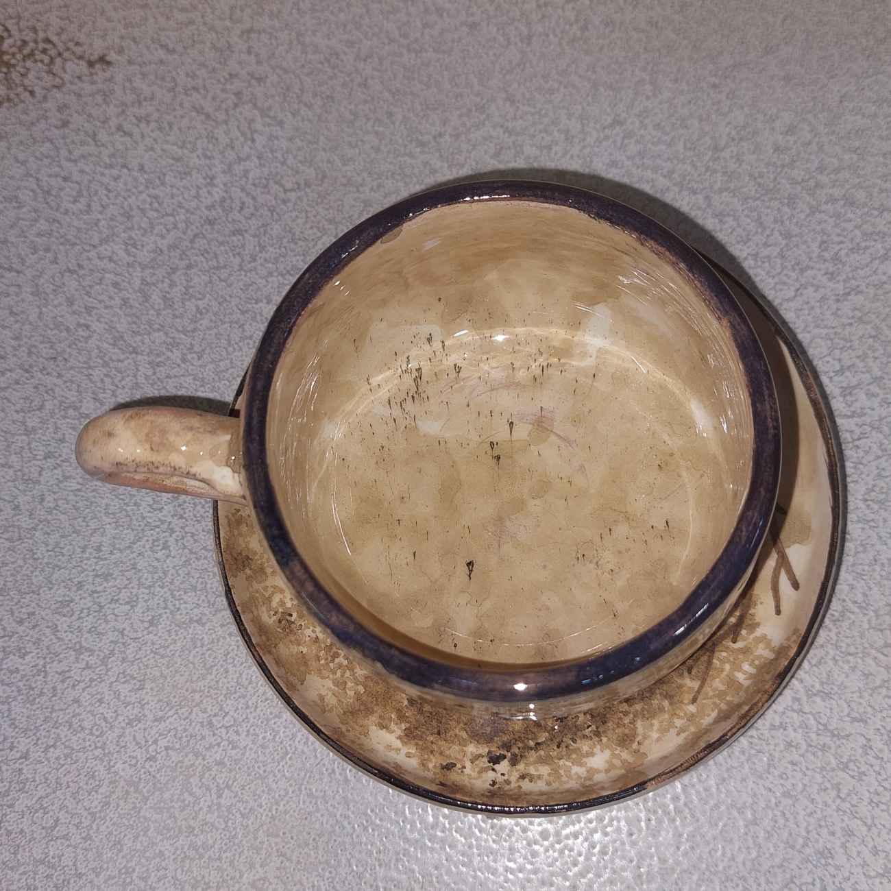 Persian High-Quality Pottery Teacup & Saucer with Tree Design - ShopiPersia