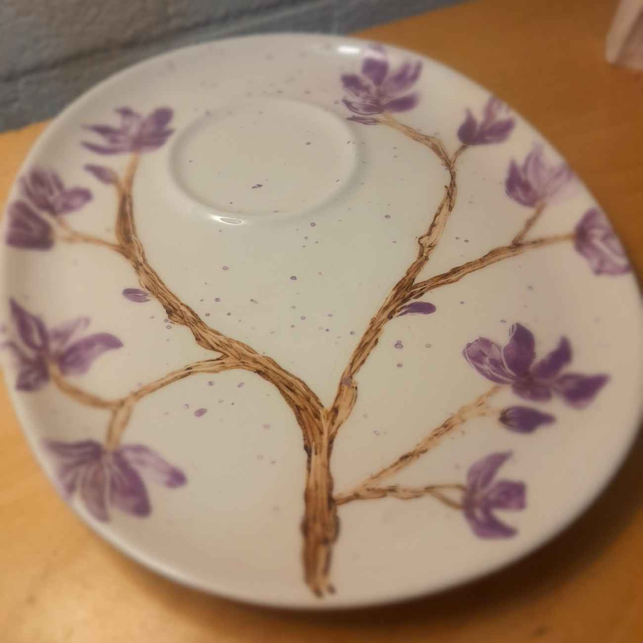 Persian Pottery Teacup and Saucer with Elegant Lavender Design ...