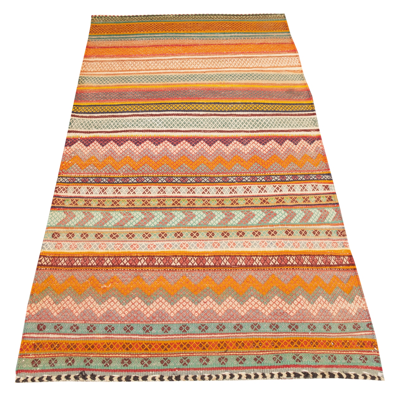 Persian Jajim Rug Flat-Woven in Fars Traditional Striped Orange ...