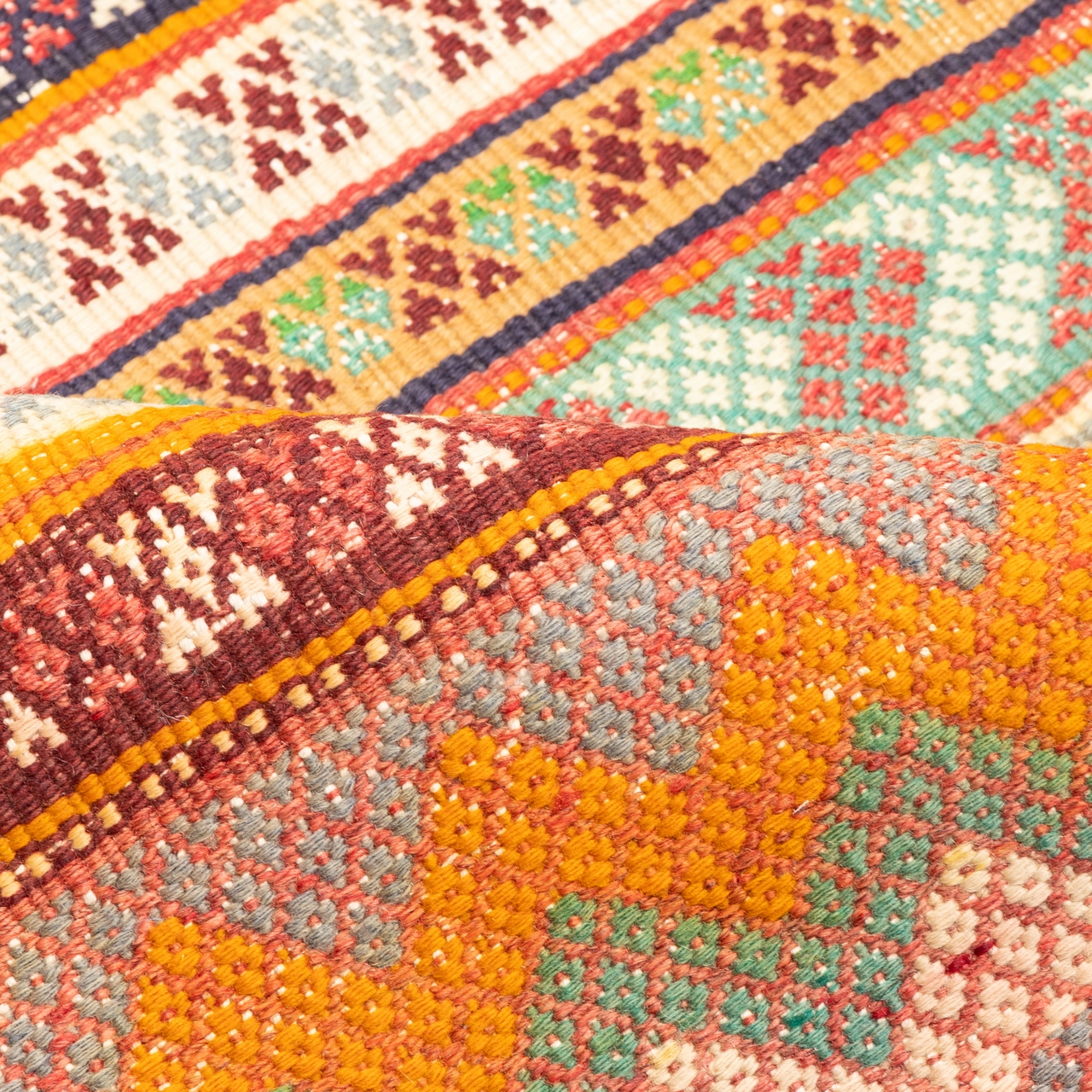 Persian Jajim Rug Flat-Woven in Fars Traditional Striped Orange ...