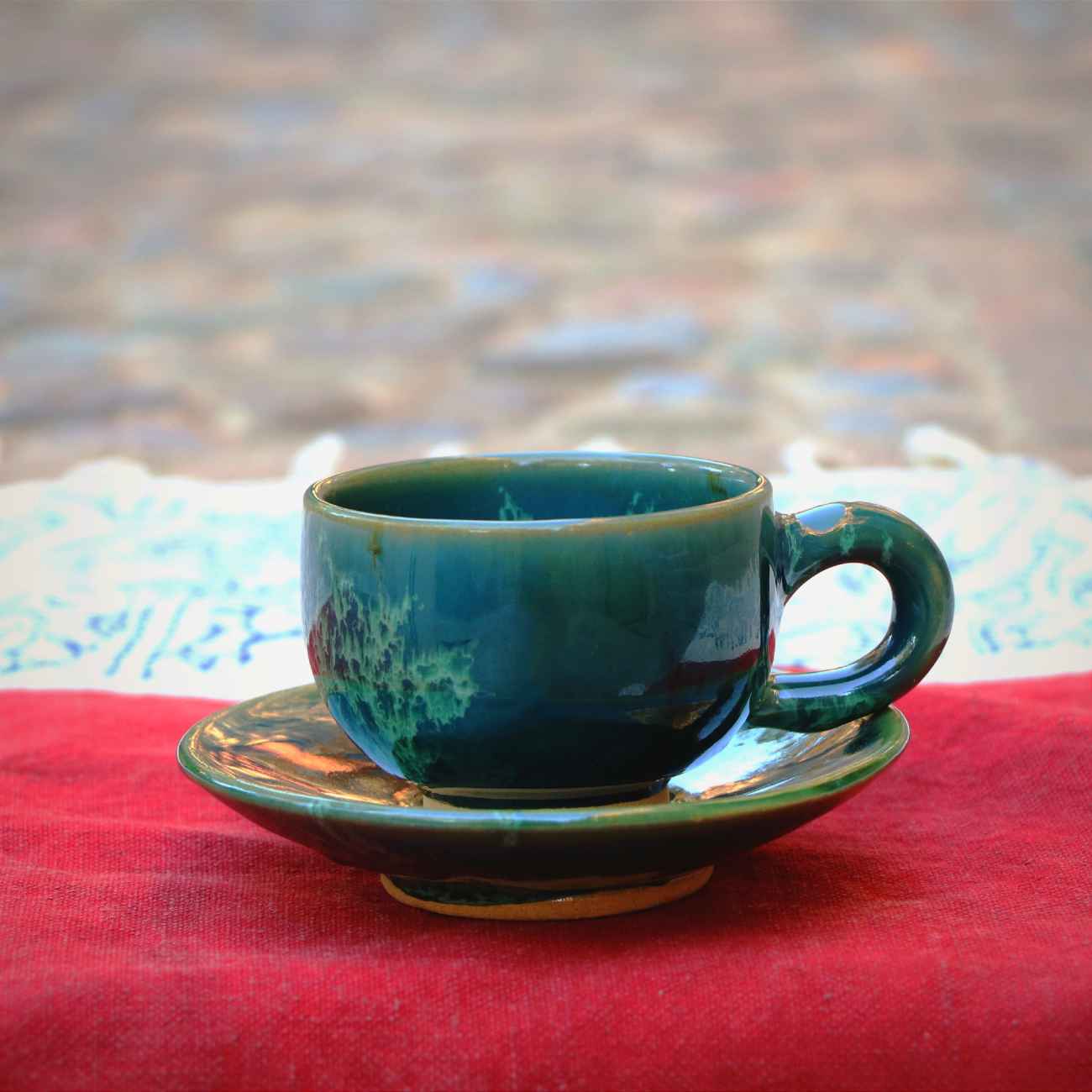 Persian Pottery Teacup & Saucer with Handle Suitable for Tea - ShopiPersia