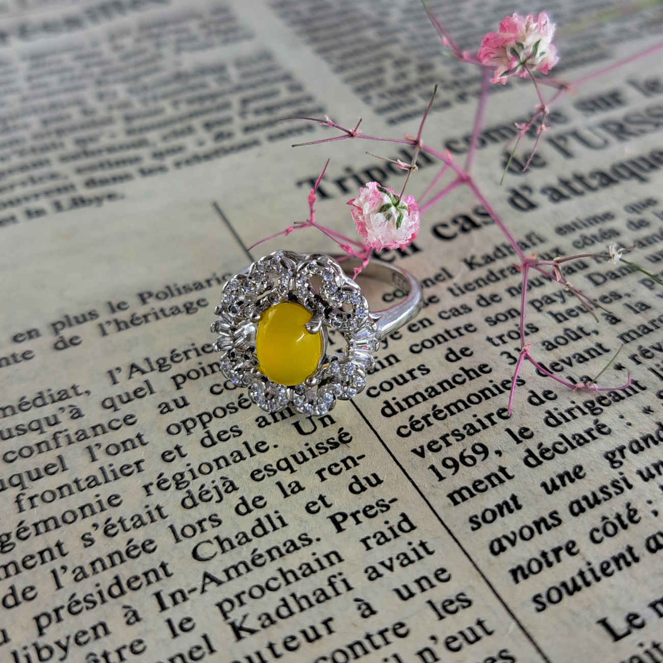 Persian Women's Silver Ring Agate Sharf al-Shams Model with Flower ...