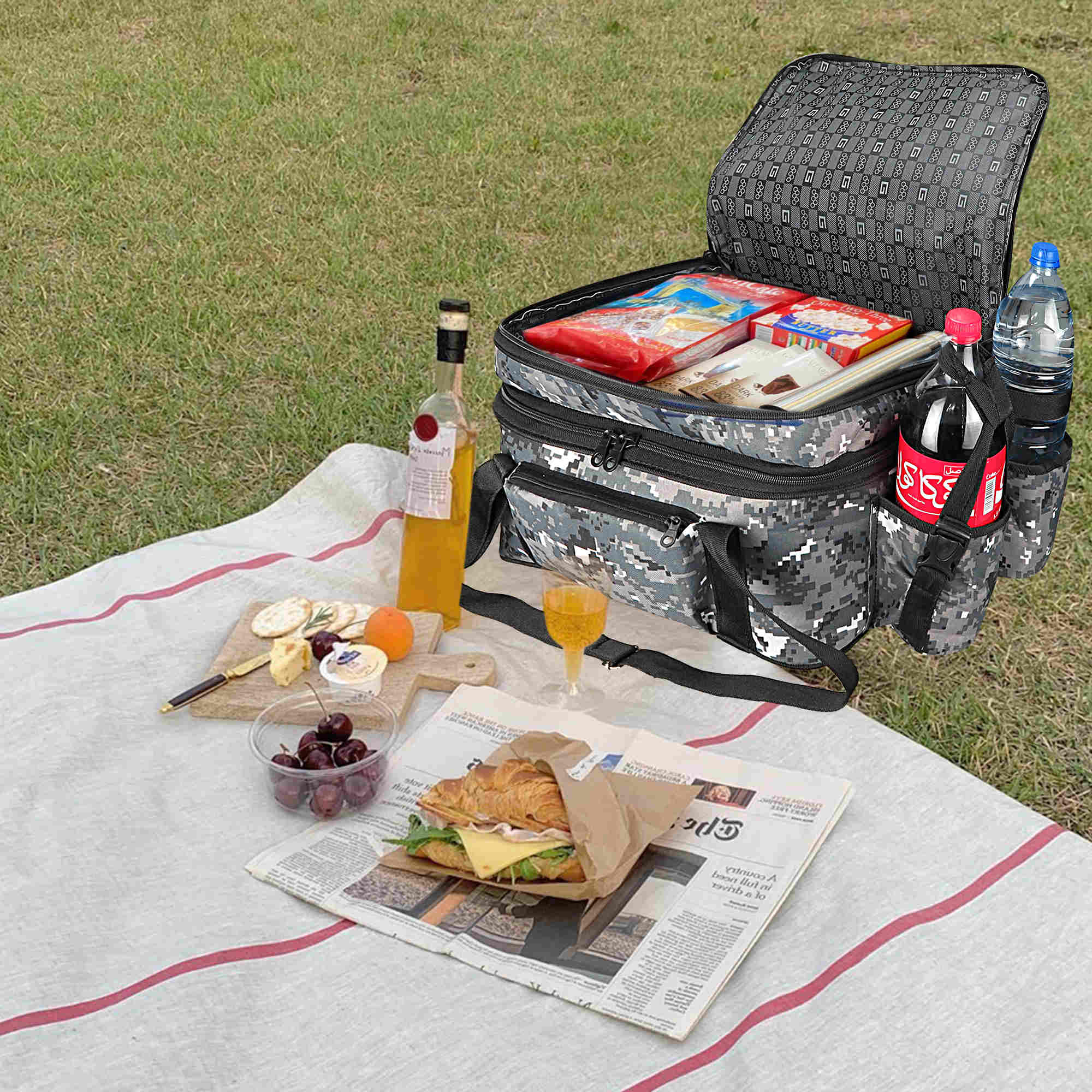 Picnic Bag - Perfect for Camping & Outdoor Adventure with a Shoulder ...