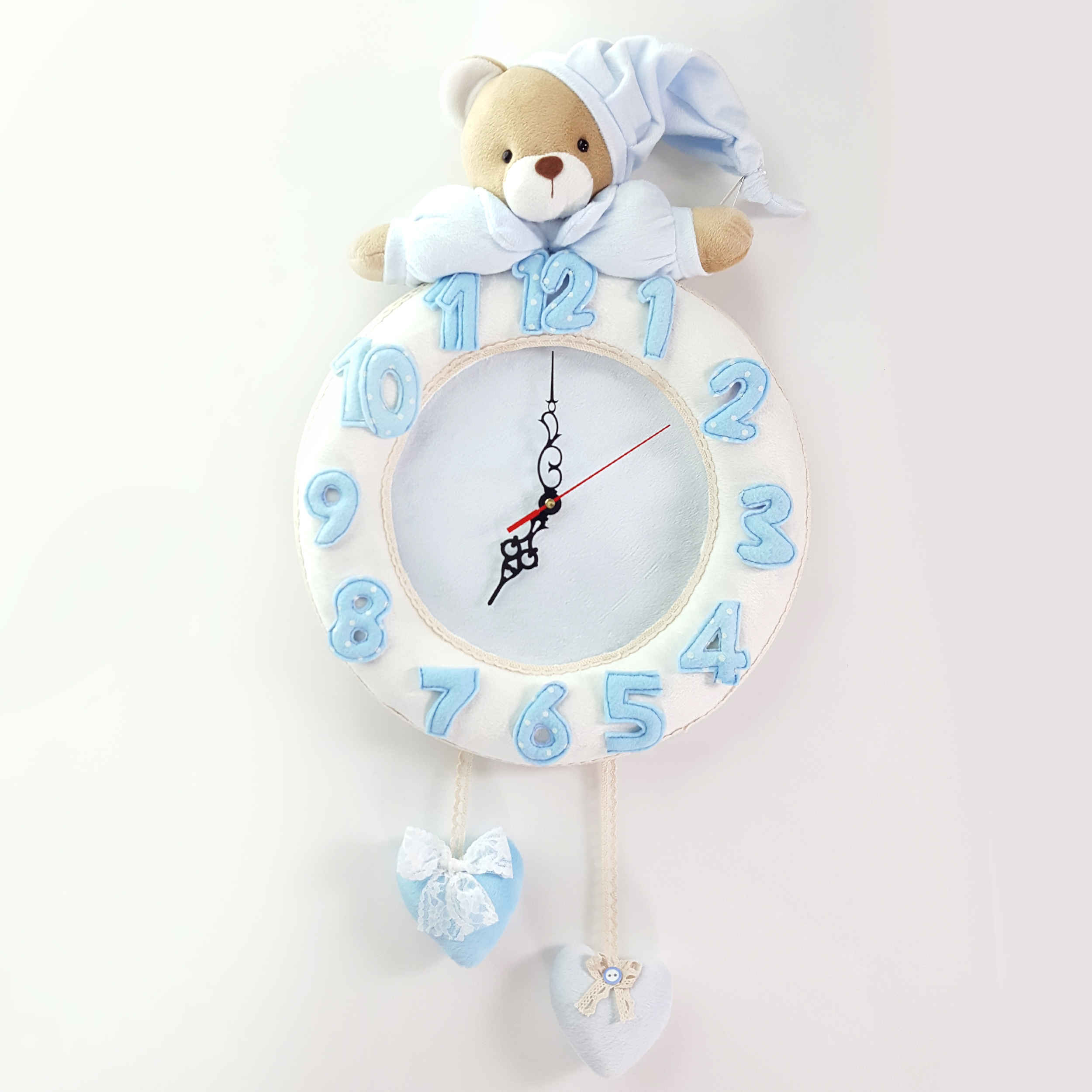 Wooden Nursery Wall Clock - Perfect for Children’s Room with Bear ...