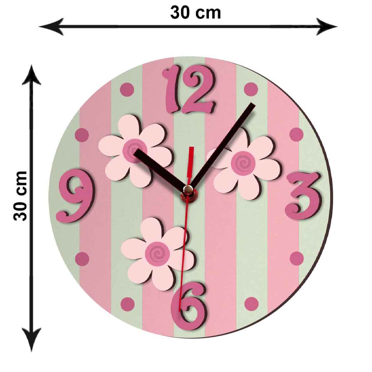 Wooden Nursery Wall Clock Perfect for Children’s Room with Floral ...