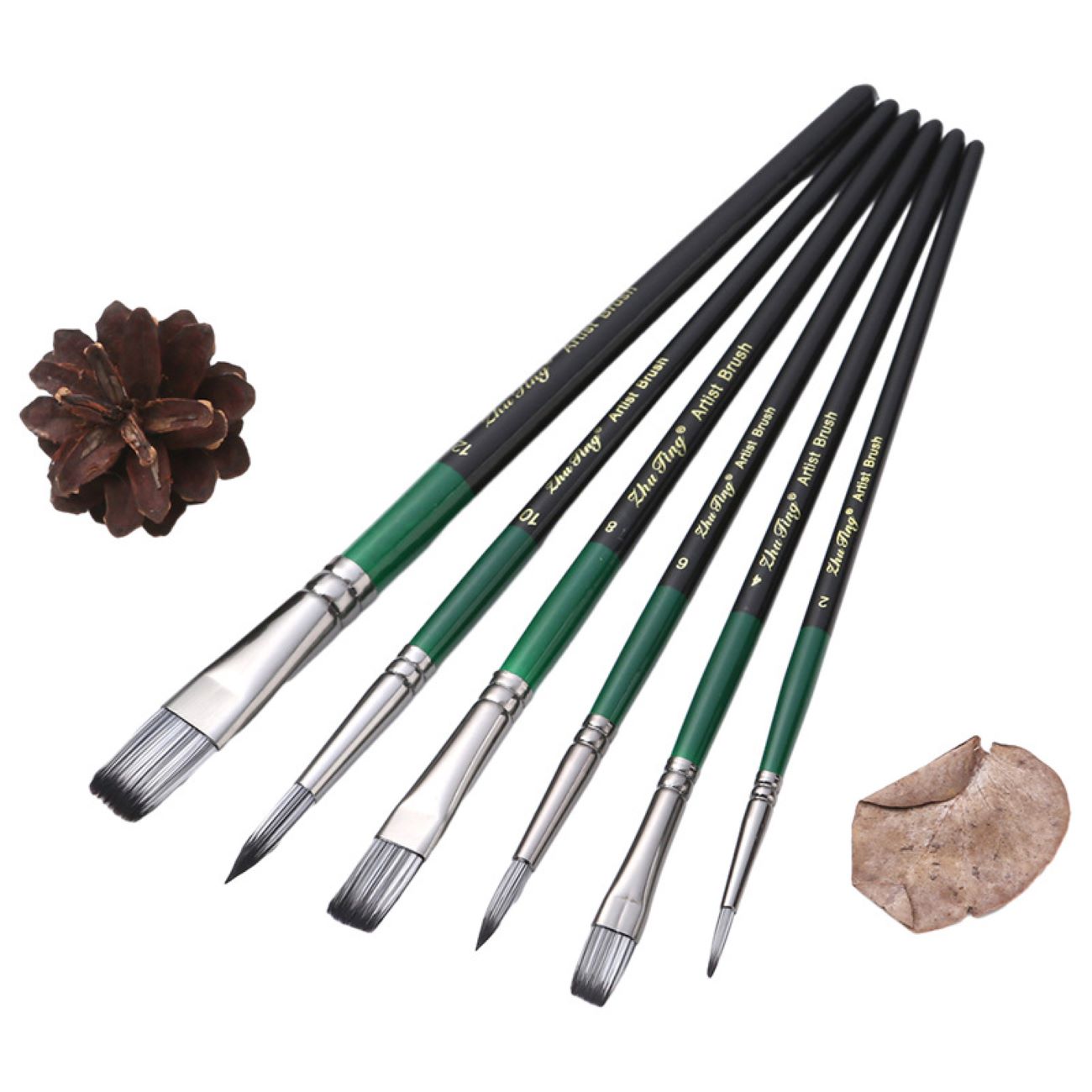 6-Piece Artificial High Quality Flat Bristle Paint Brush Set with ...