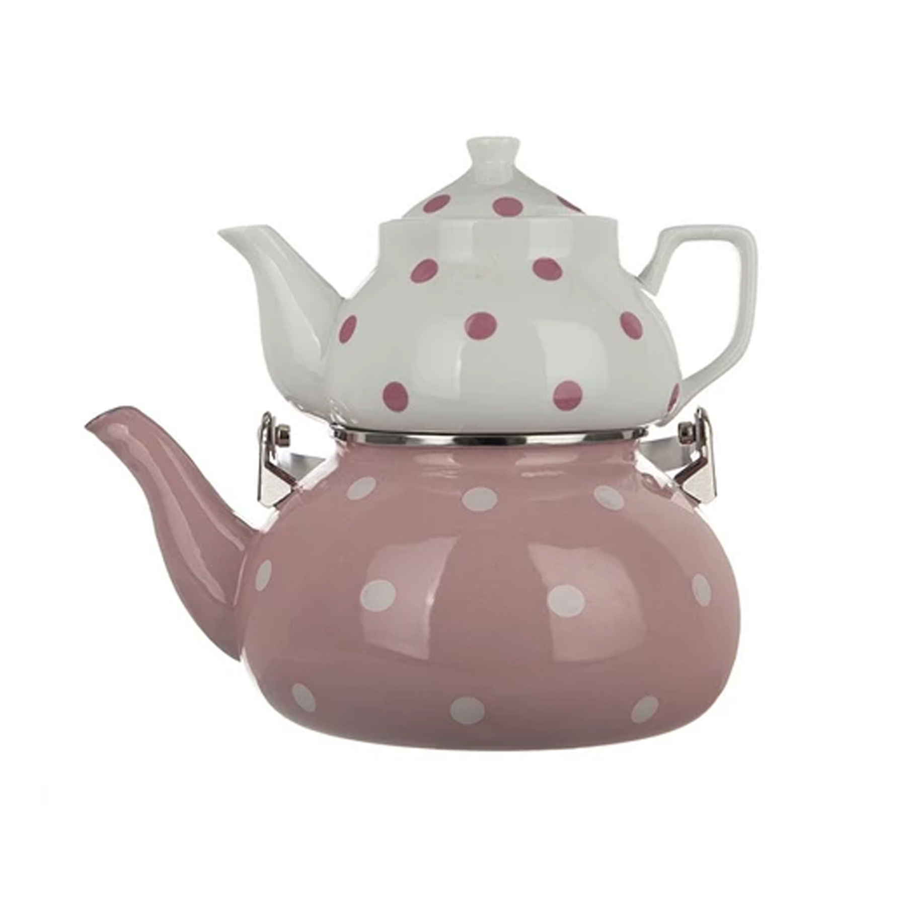 Ceramic Double Teapot Set - Durable & Chic with Polka Dot Design ...