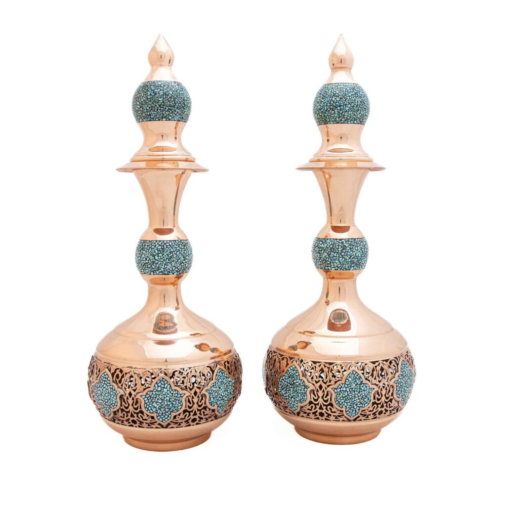 Decorative Copper Bottle Handcrafted Persian Engraved Alma (2x ...
