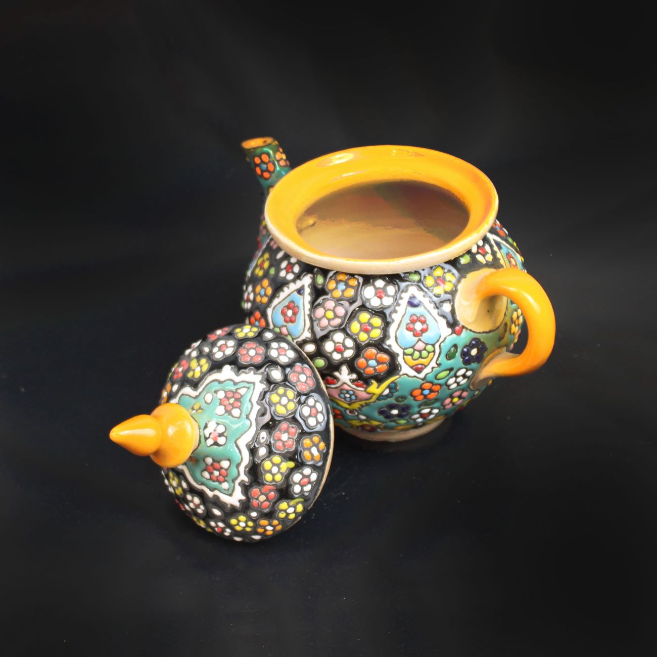 Decorative Pottery Teapot with Paisley Minakari Enameling Design ...