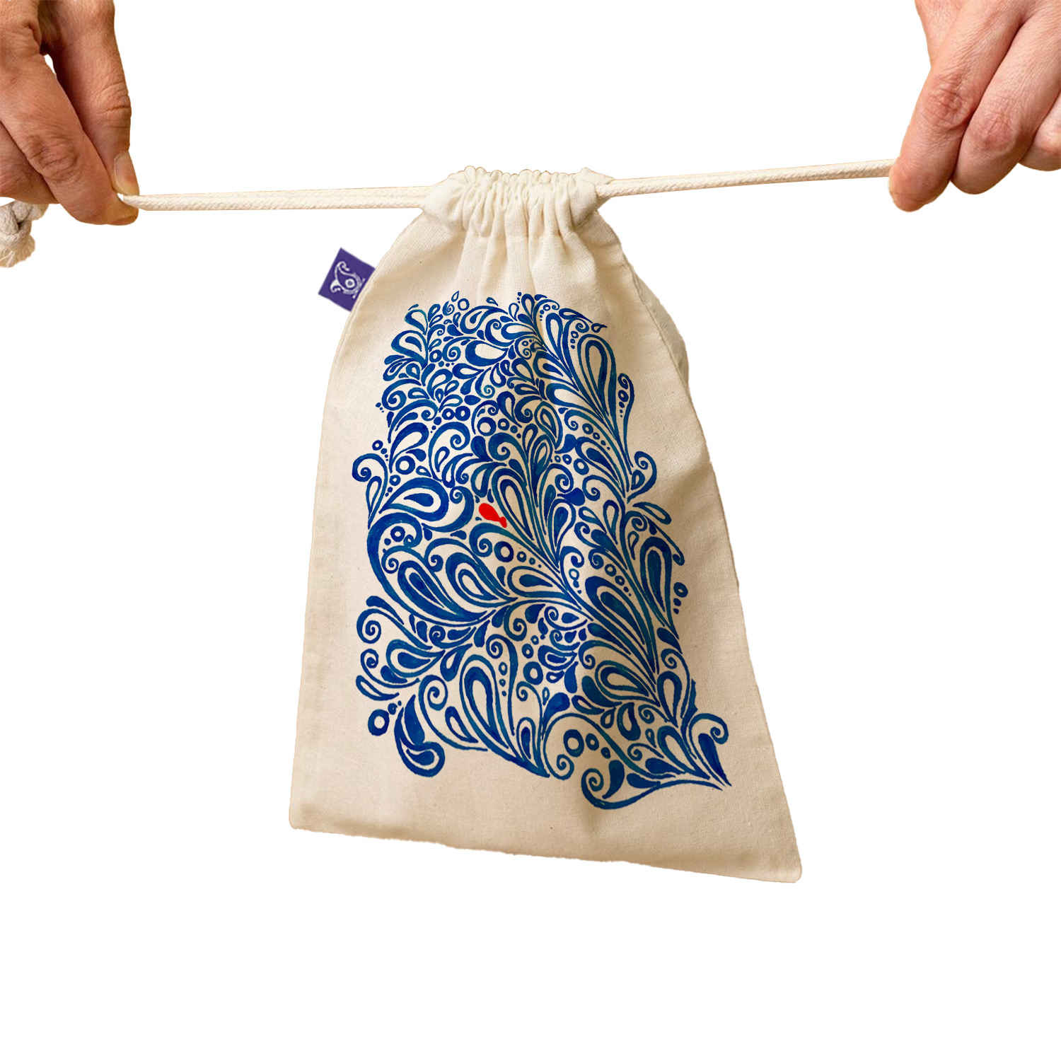Drawstring Cotton Storage Bag, Eco-Friendly and Reusable with Sea ...