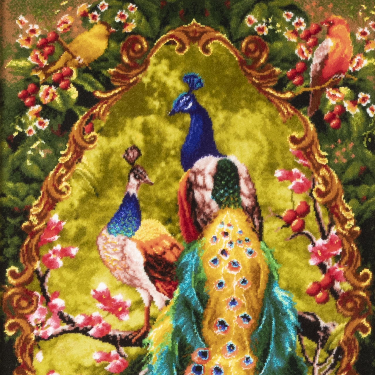 Hand-Knotted Persian Pictorial Rug from Tabriz – Stunning Peacocks ...