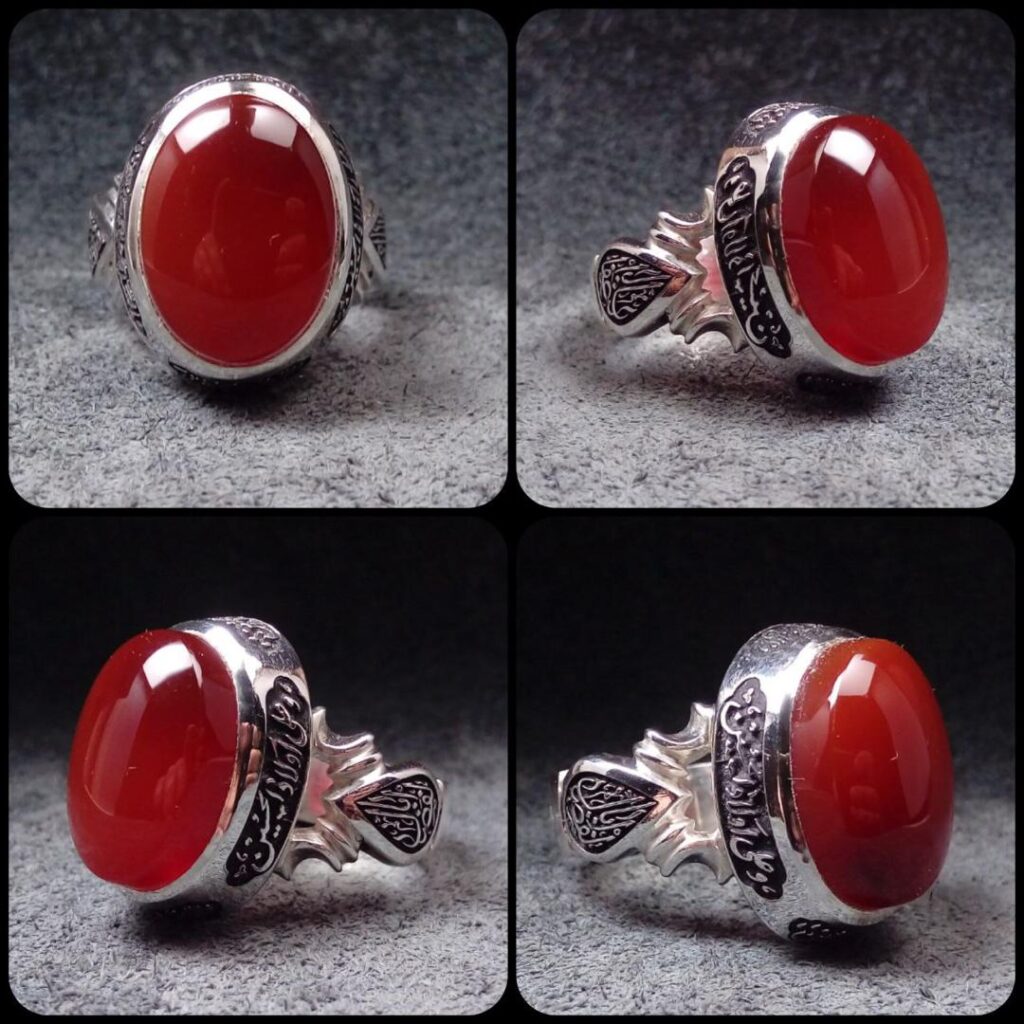 Islamic Hematite Silver Ring Hadid Gemstone for Men - ShopiPersia