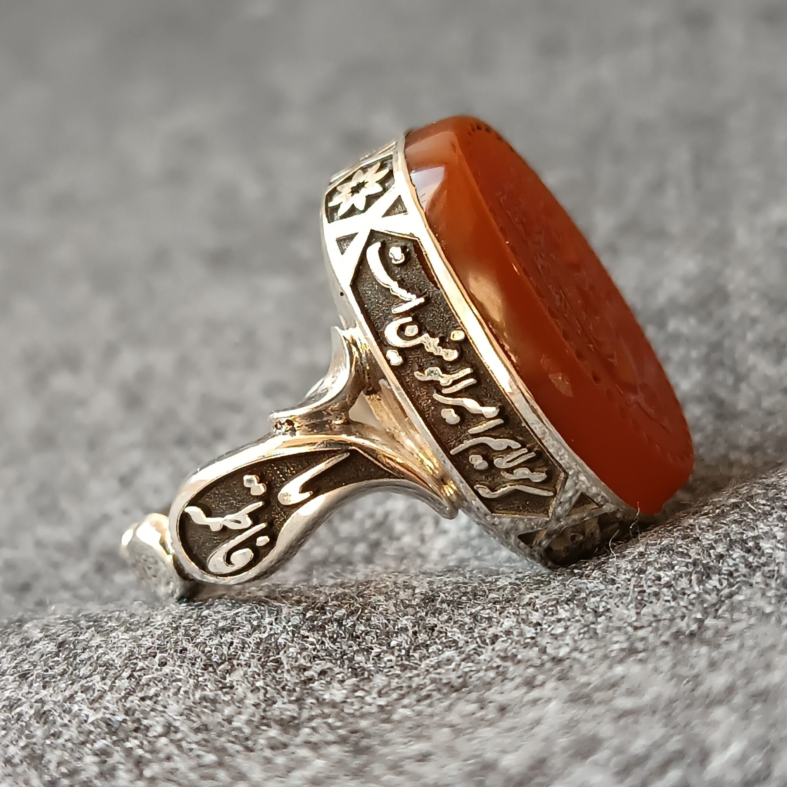 Islamic Yemeni Aqeeq Silver Ring for Men - Authentic Islamic Design ...