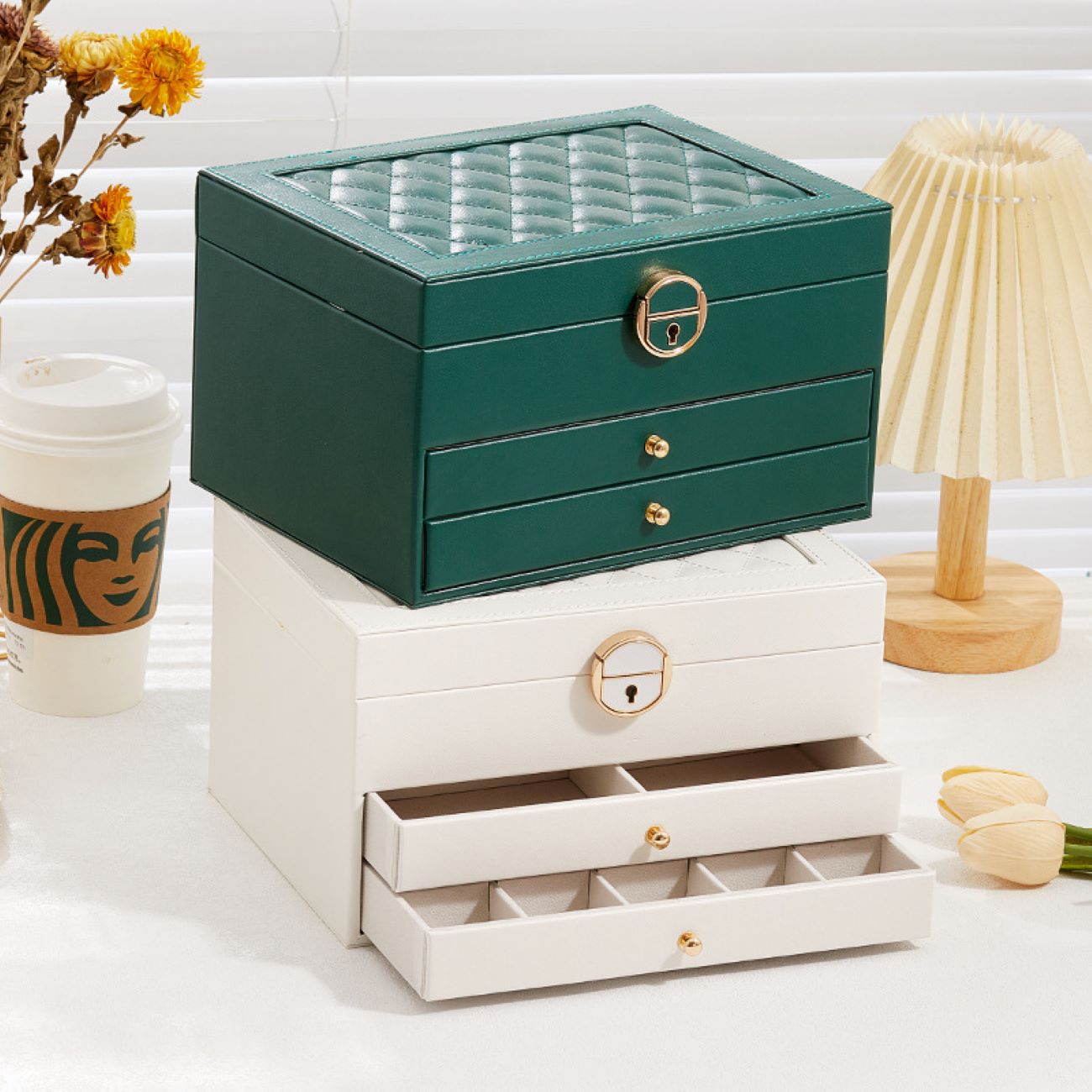 Jewelry Box with Multi-Tier Storage and Lock for Organized Accessories ...