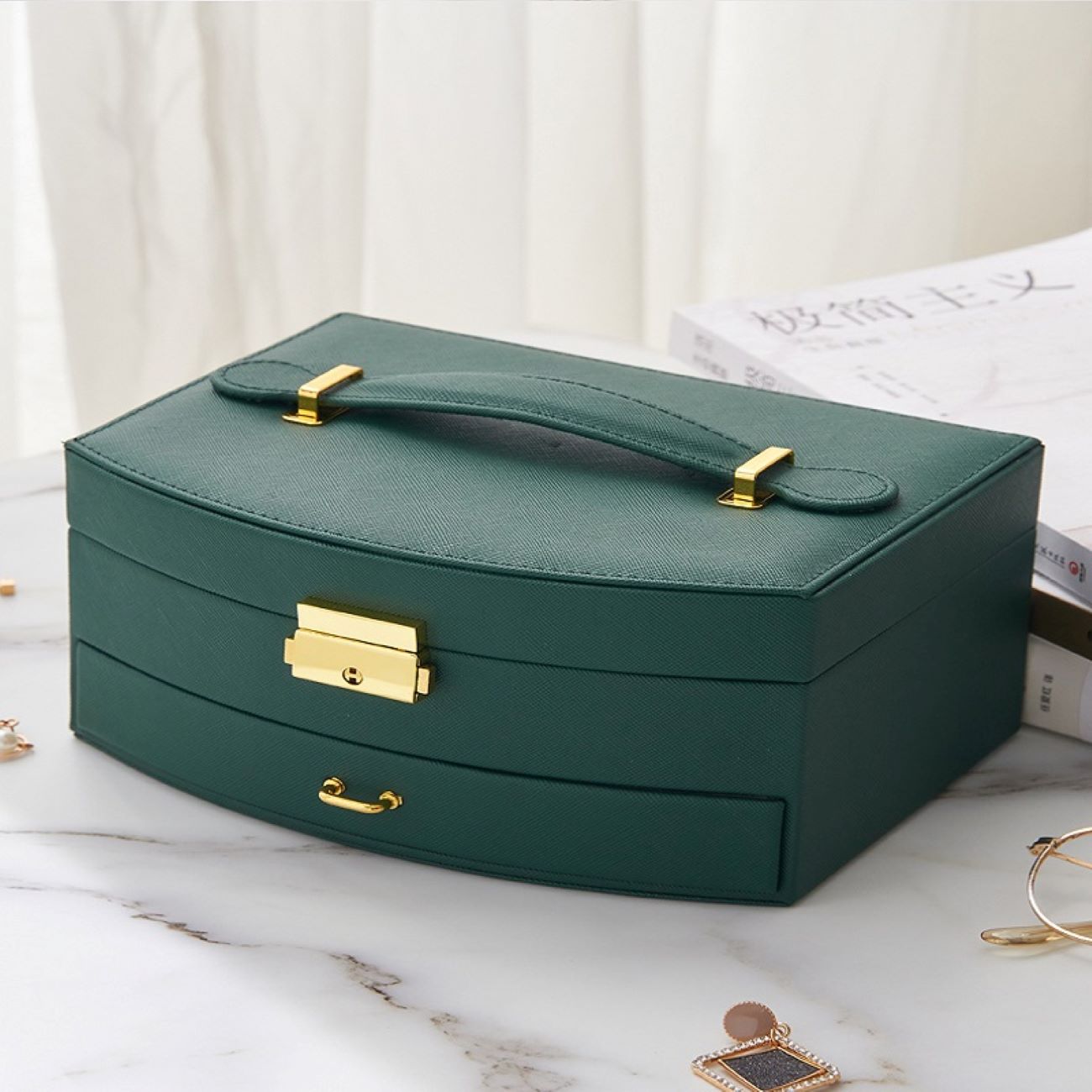 Jewelry Box with Multi-Tier Storage wih Mirror and Lock for Organized ...