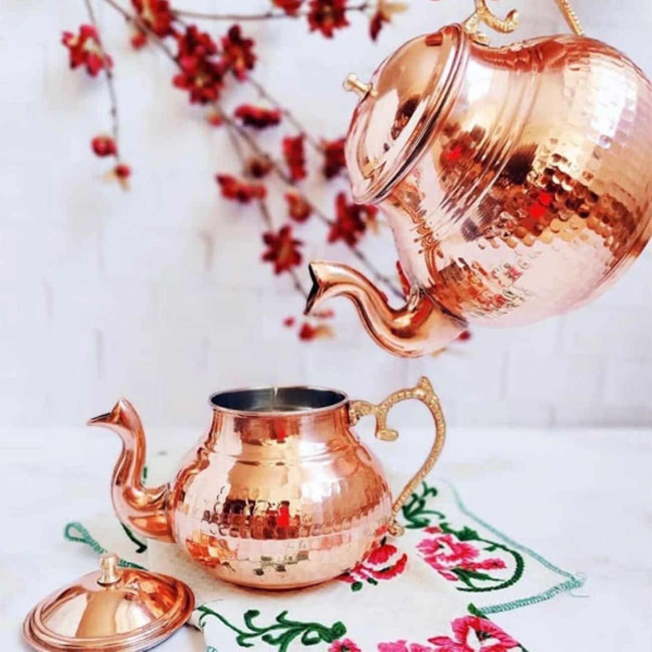 Persian Copper Tea Kettle Durable Stovetop Traditional Hammered ...