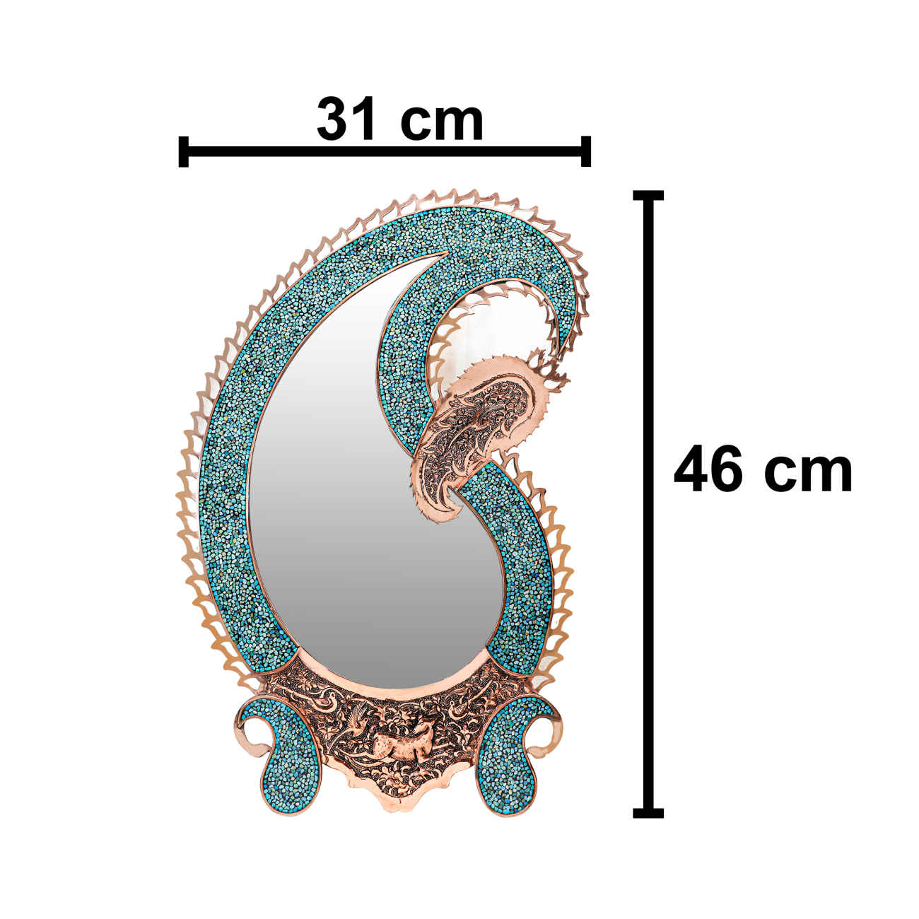 Persian Copper Turquoise Inlay Mirror Frame & Candlesticks with Floral ...