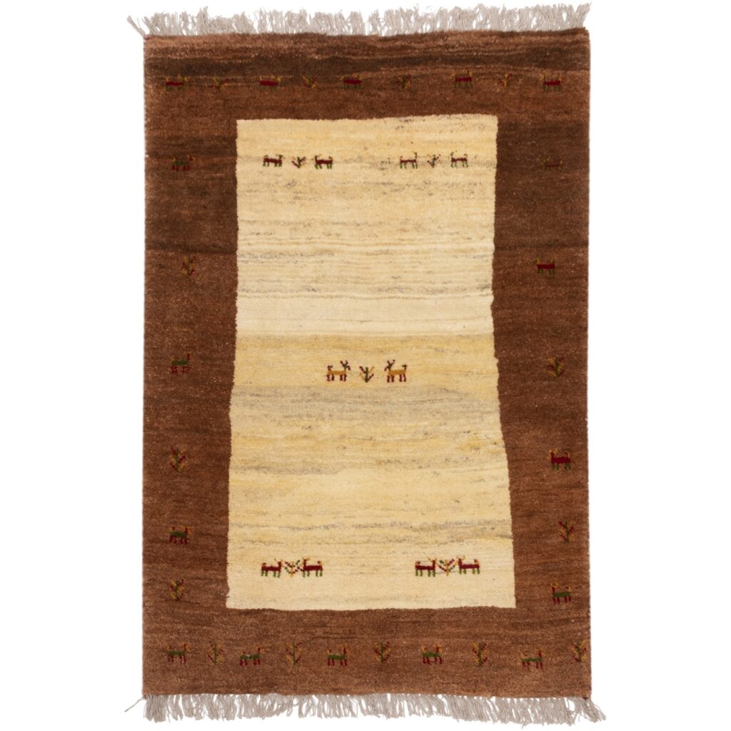 Persian Gabbeh Wool Rug Handwoven with Animal Motifs Lion - ShopiPersia