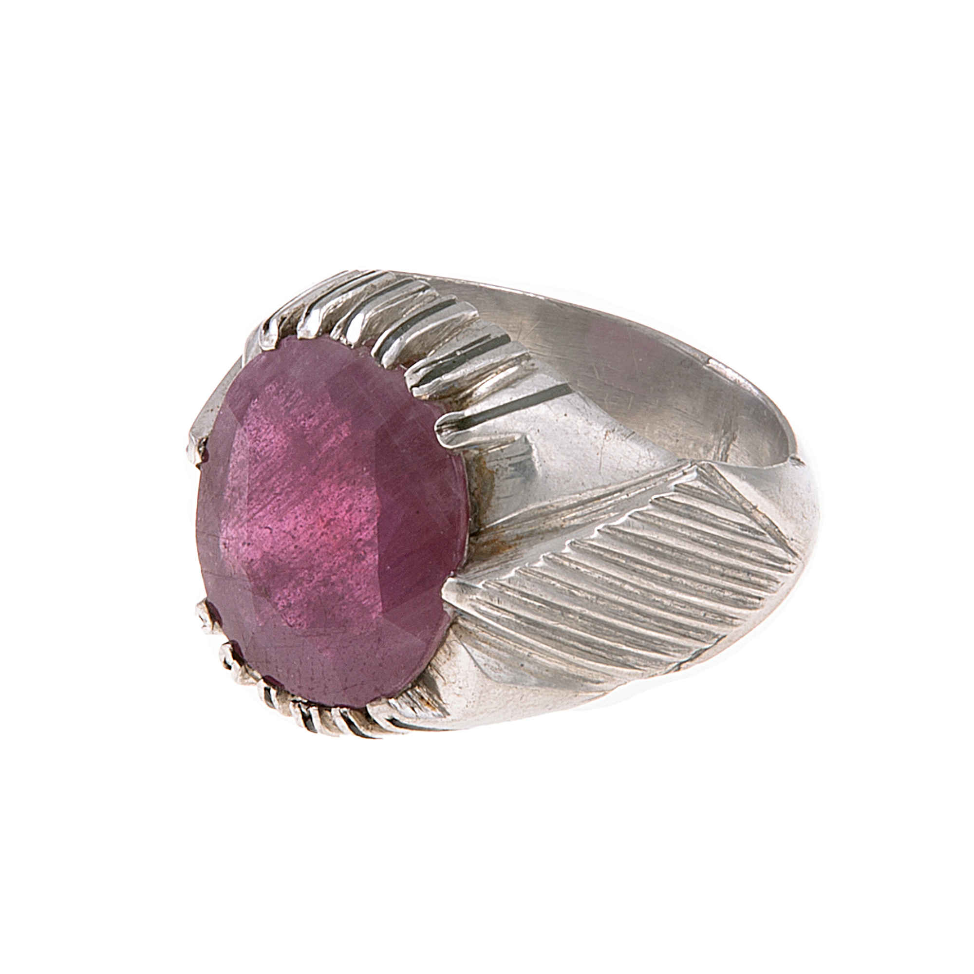 Persian Ruby Silver Ring Elegance for Men Handcrafted in Red - ShopiPersia