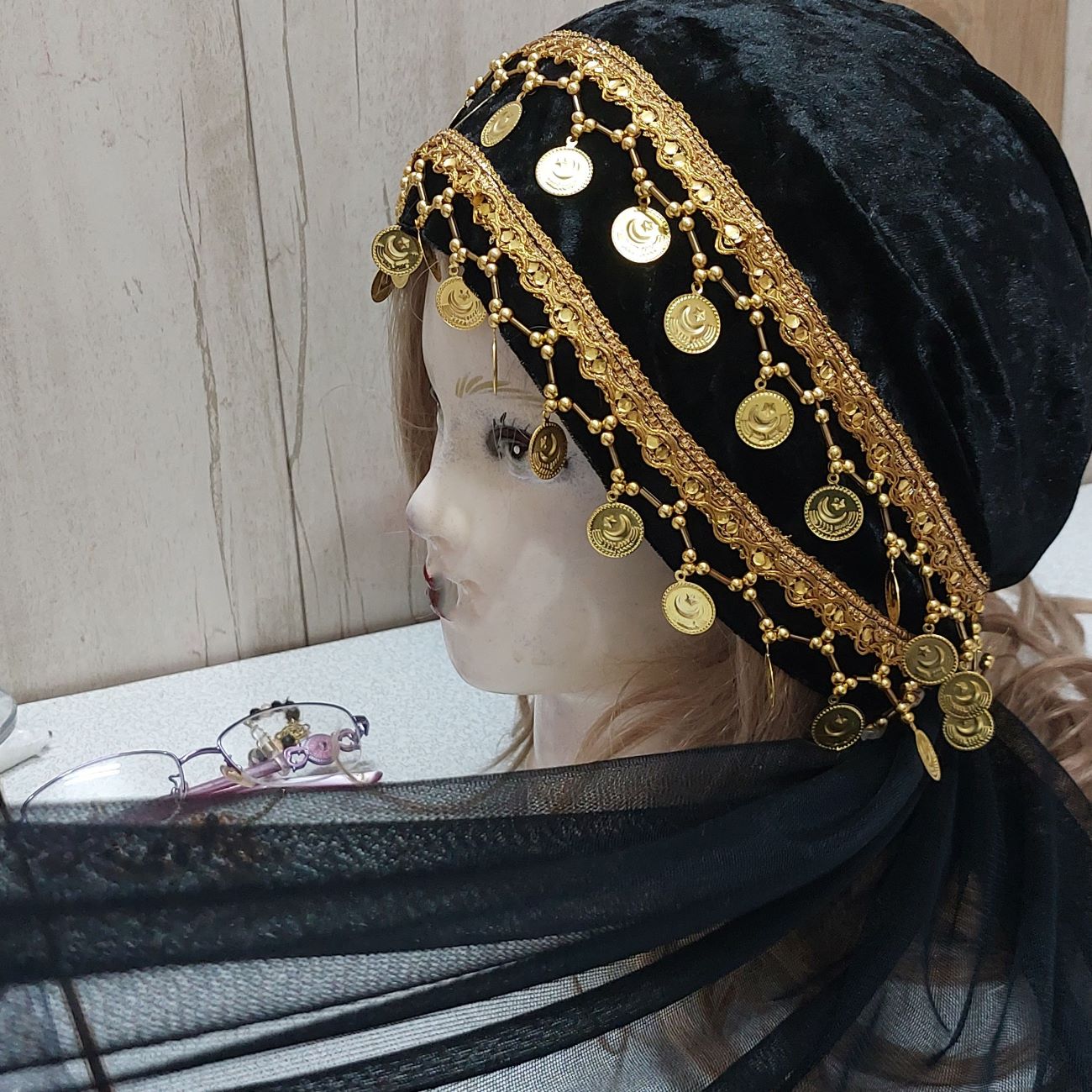 Turban for Women in Traditional Style with Embellishments and Flowing ...
