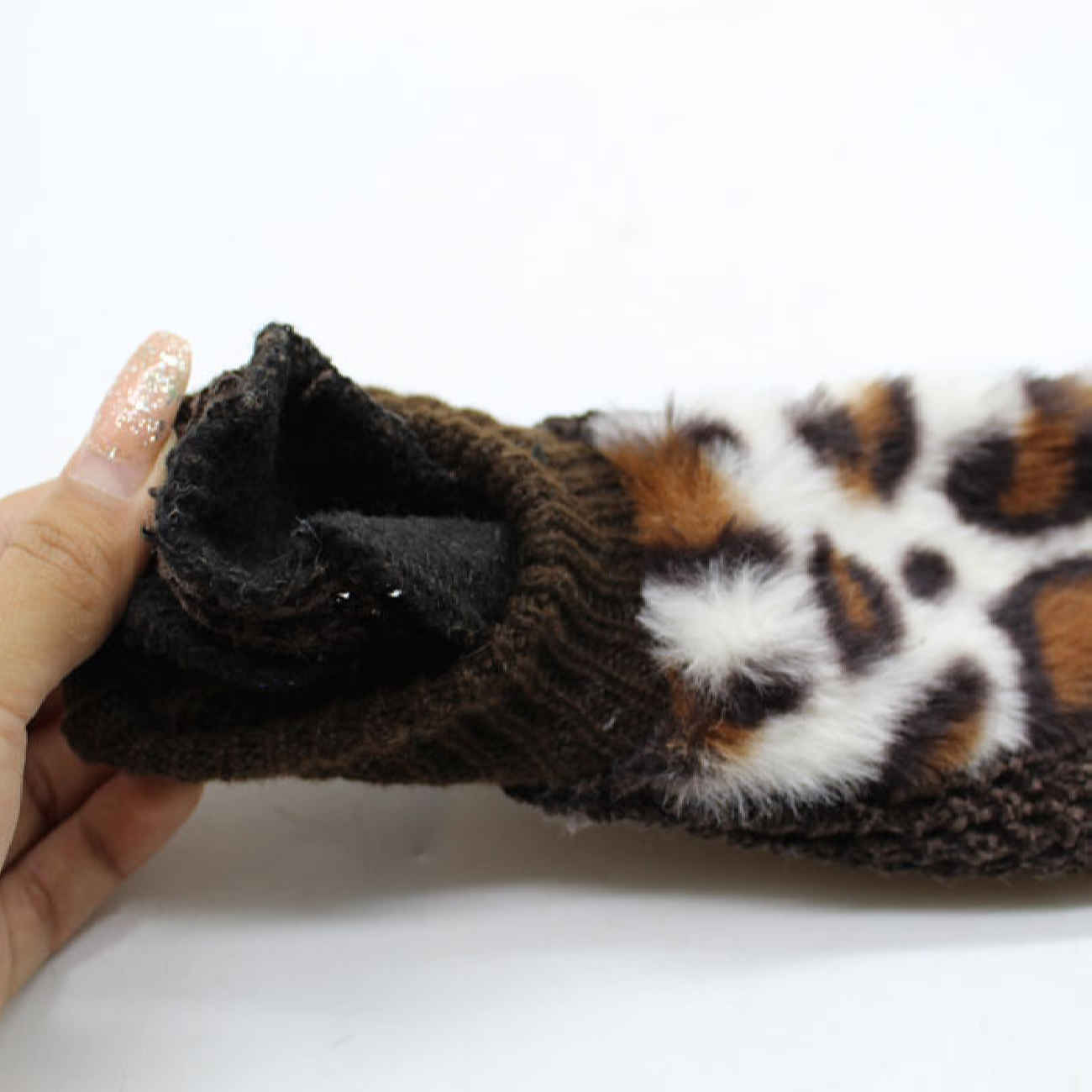 Women's Crochet Slipper Nikta with Leopard Design in Brown - ShopiPersia