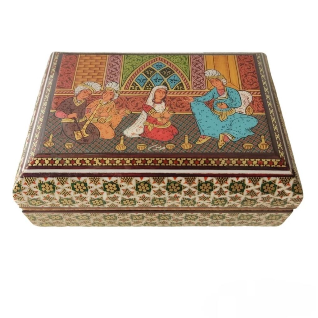 Wooden Box for Gift Giving with Artistic Pattern Tea - ShopiPersia