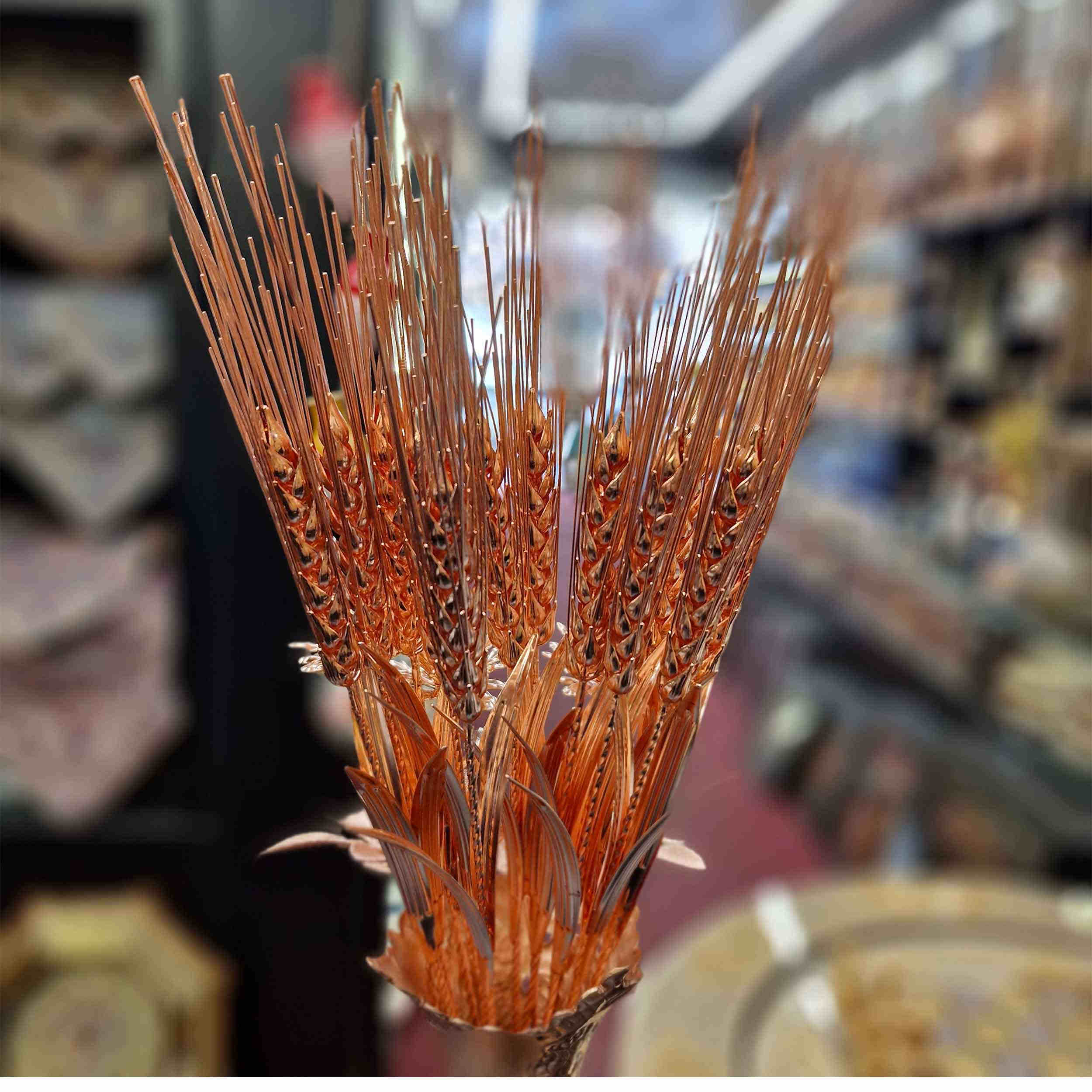 Decorative Copper Flower with Wheat Design – Symbolism and Floral Art ...