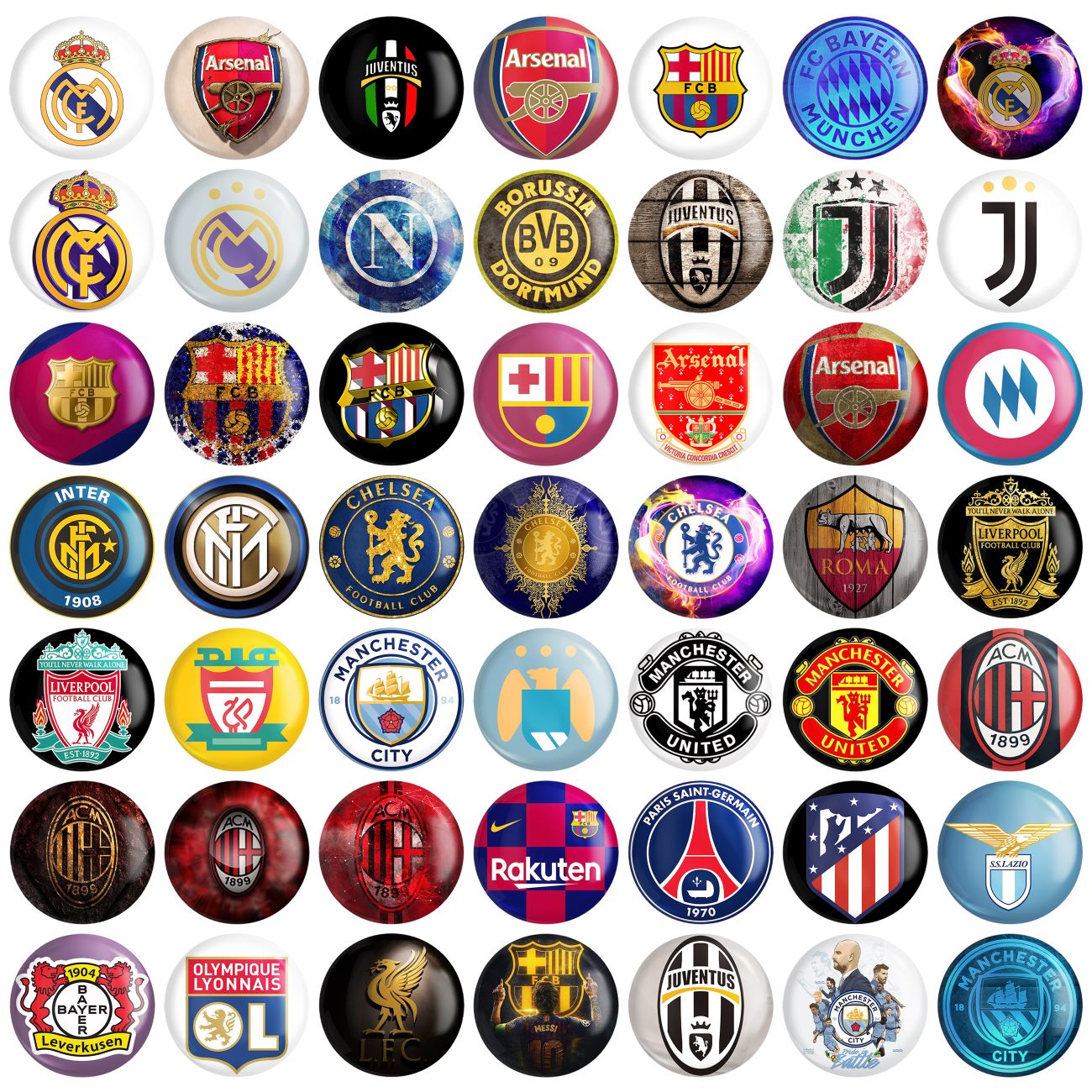Matte Finish Pinback Buttons – Set of 49 with International Football ...