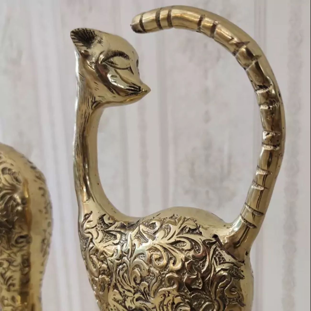 Pair of Bronze Cat Sculptures Elegant Design A Timeless Masterpiece of ...