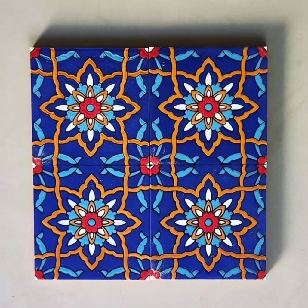 Decorative Persian Framed Tile - Shahnameh Inspired Pattern: People ...