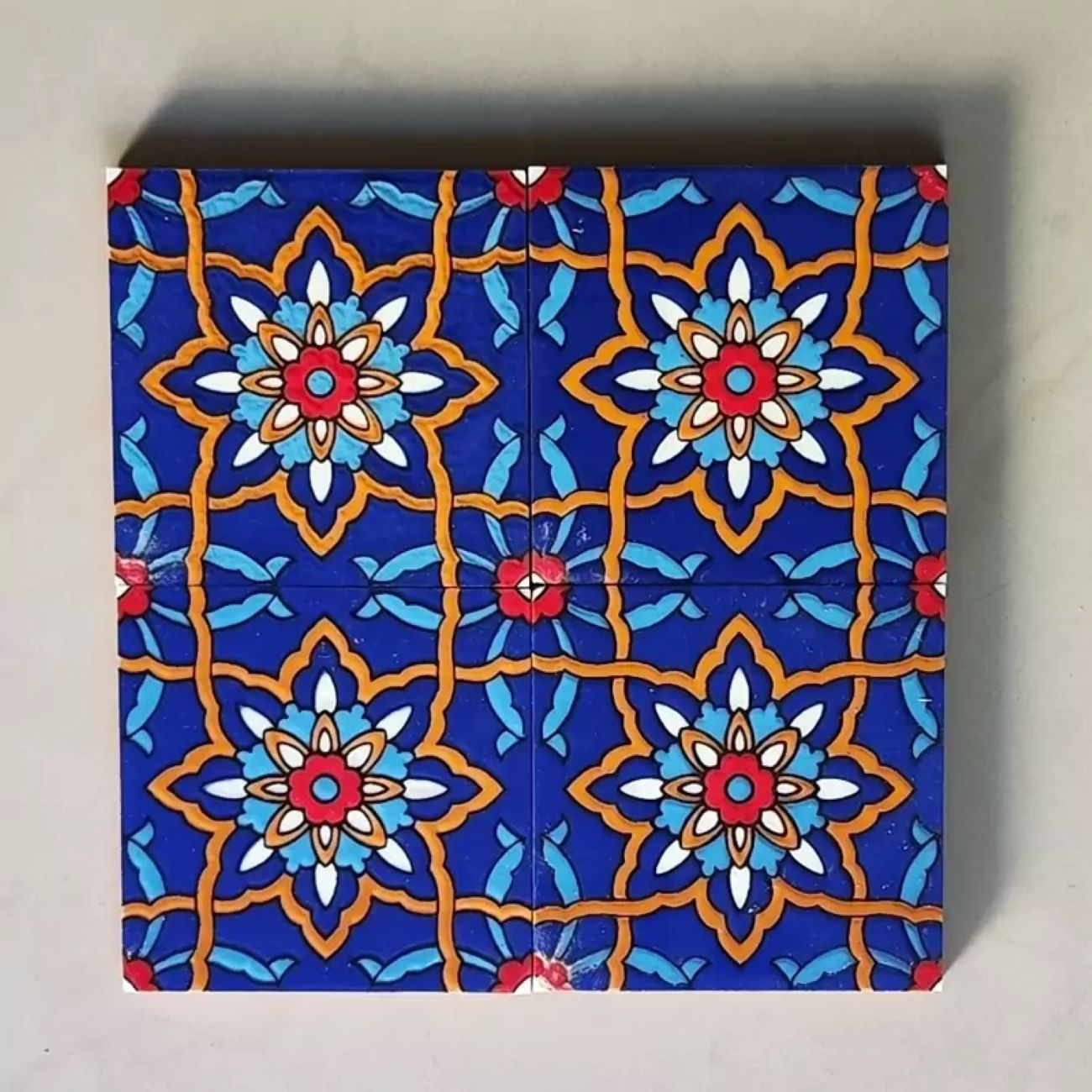 Decorative Persian Framed Tile - Shahnameh Inspired Pattern: Golzari ...